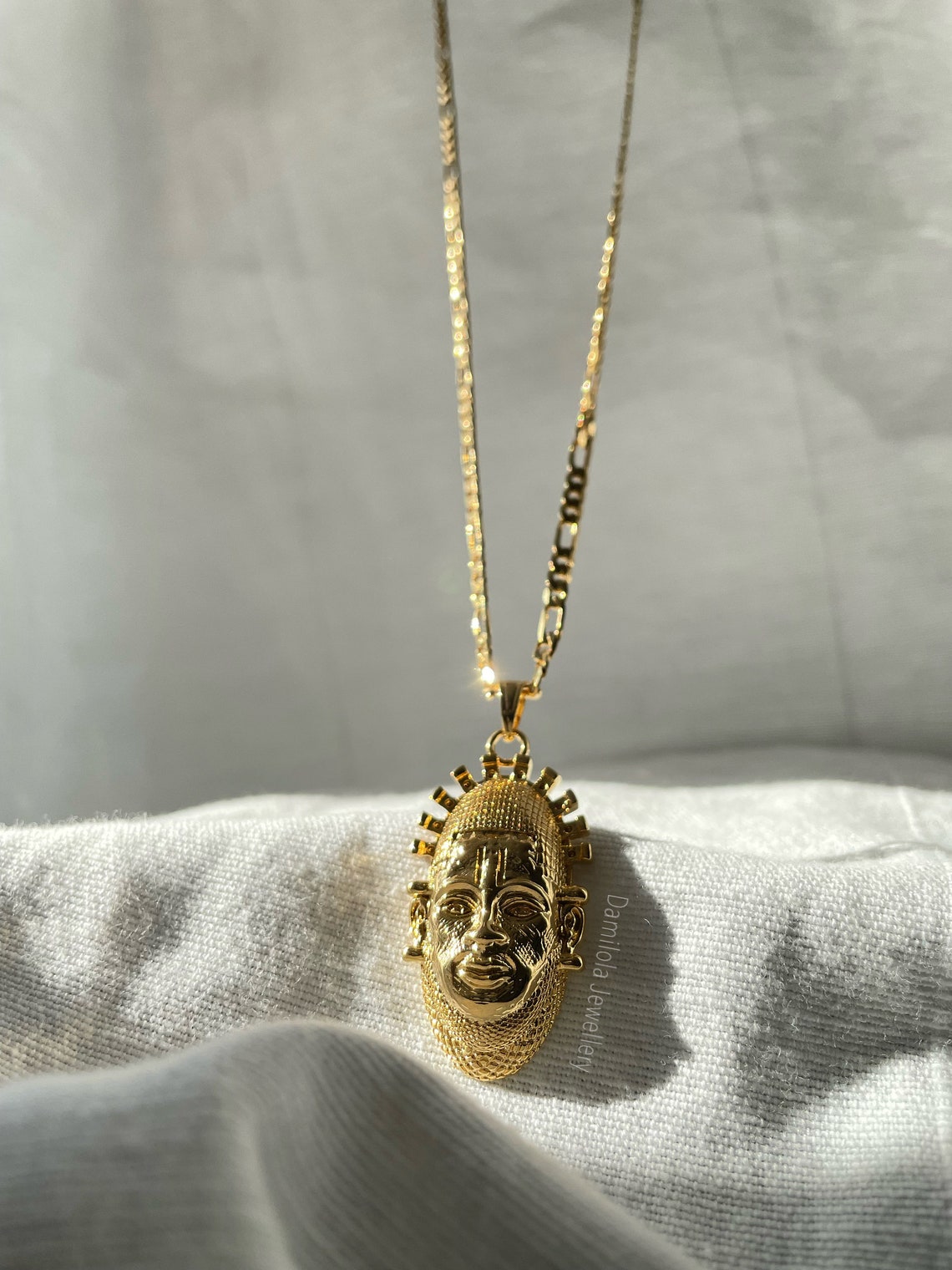 The Benin Mask Necklace Pendant Gold/silver - Etsy