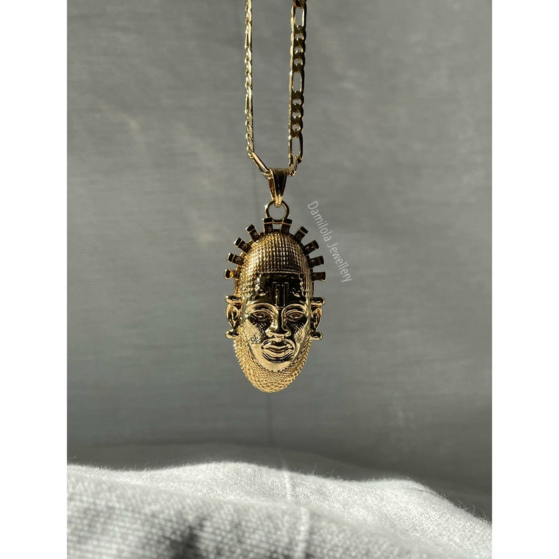 The Benin Mask Necklace Pendant Gold/silver - Etsy