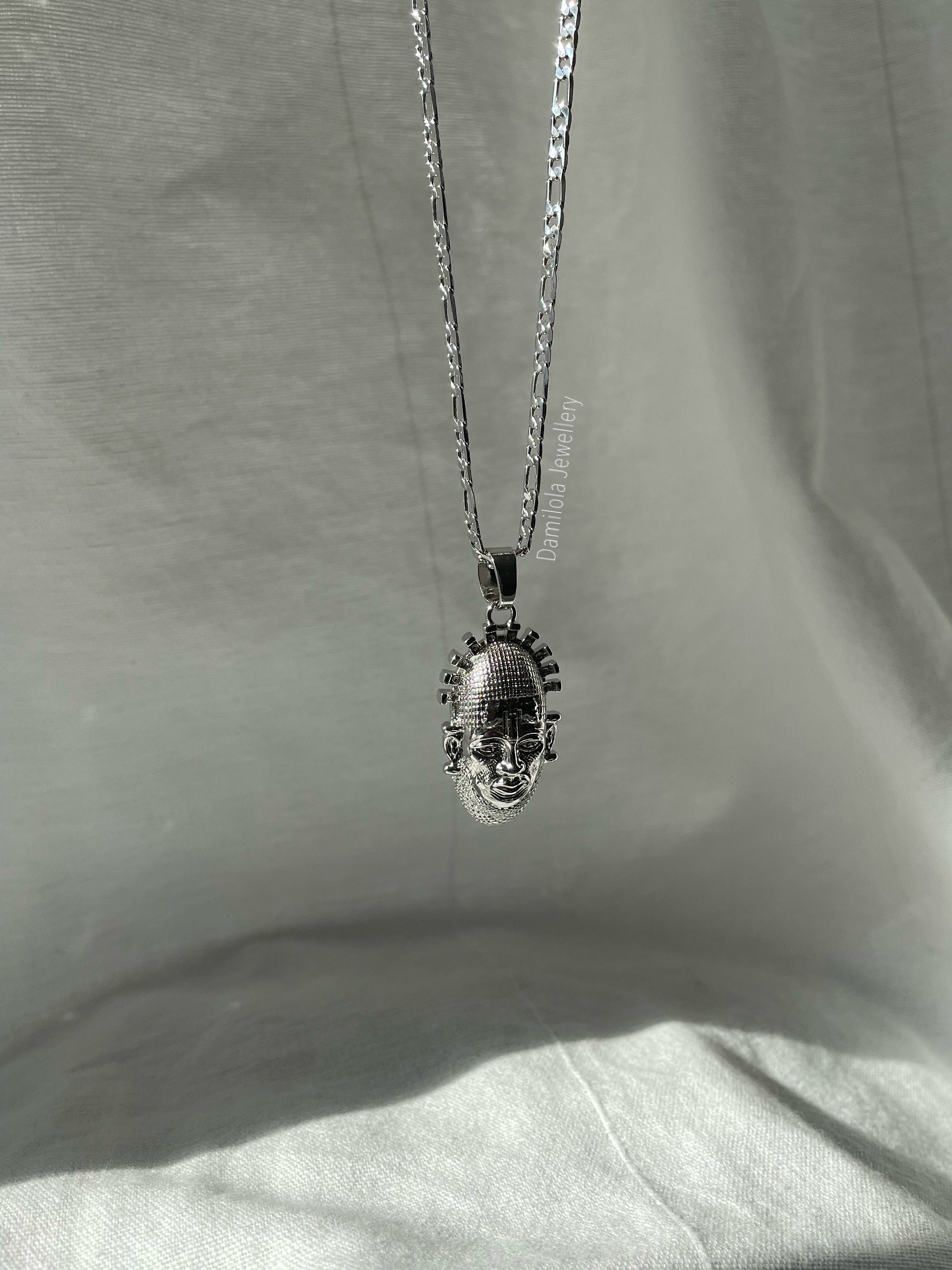 The Benin Mask Necklace Pendant Gold/silver - Etsy