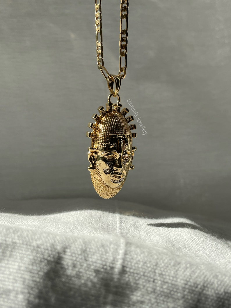 The Benin Mask Necklace Pendant Gold/silver - Etsy