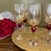 Vintage Pier 1 Amber Luster Glass Goblets With Gold Trim and Red ...