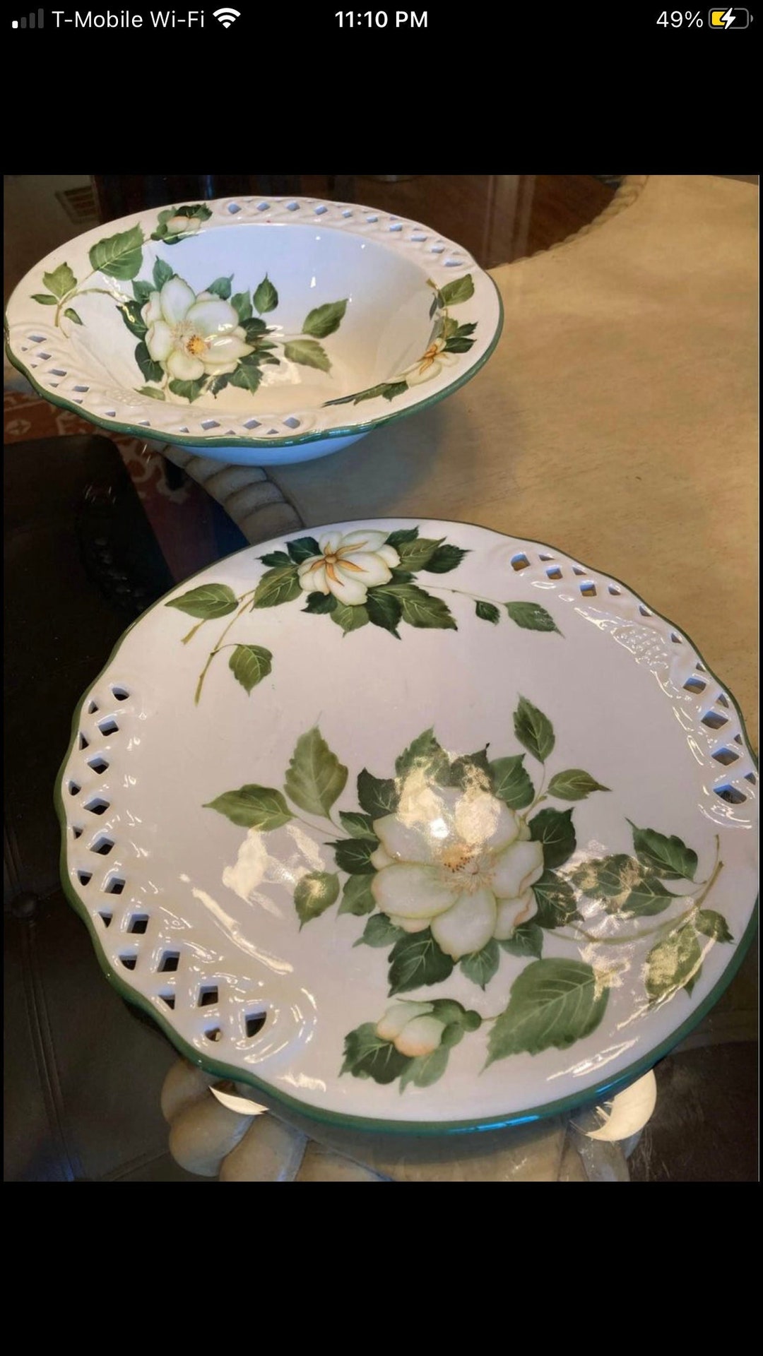 Vintage Italy Brunelli Large "tiffany" 12” Serving/ Cake Plate and Bowl ...