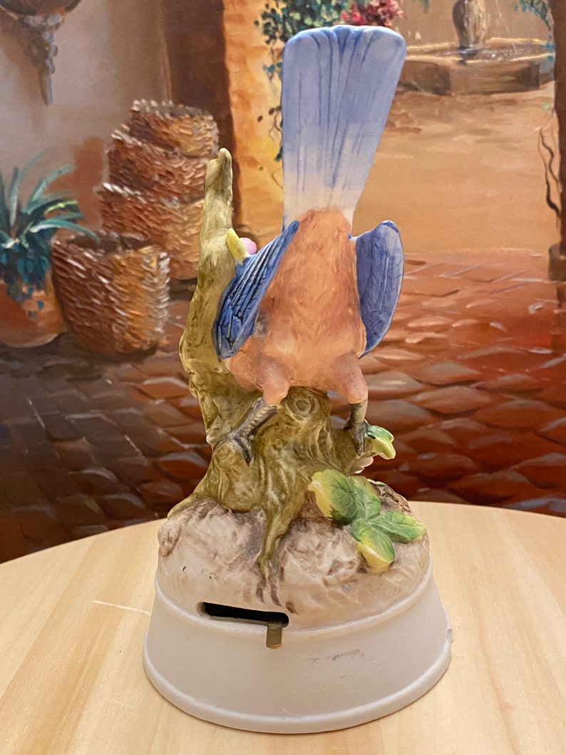 Vintage Andrea by Sadek Blue Bird Music Box Ceramic Figurine | Plays ...