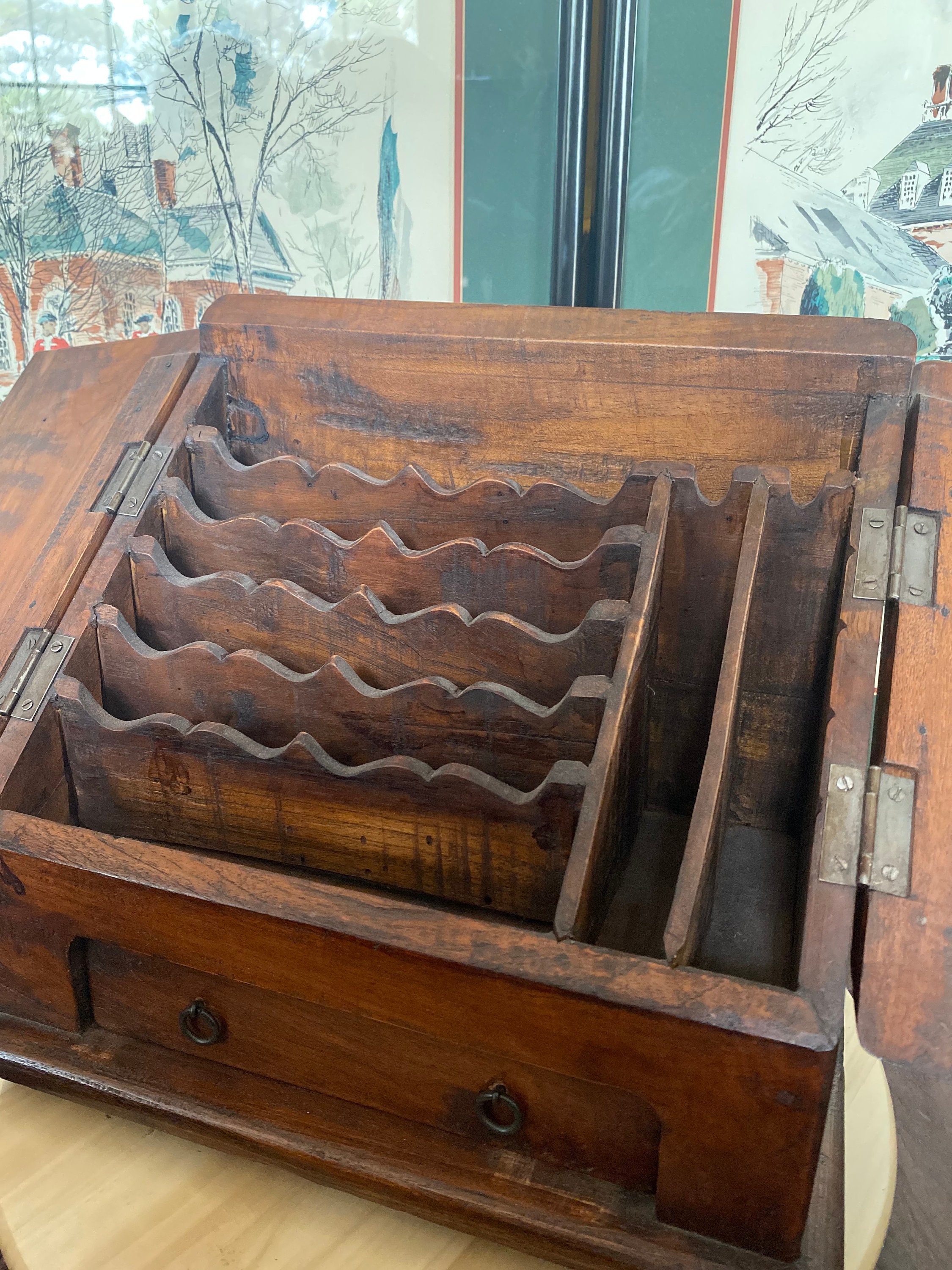 Antique Old English Wooden Secretary Stationery Document File Holder ...