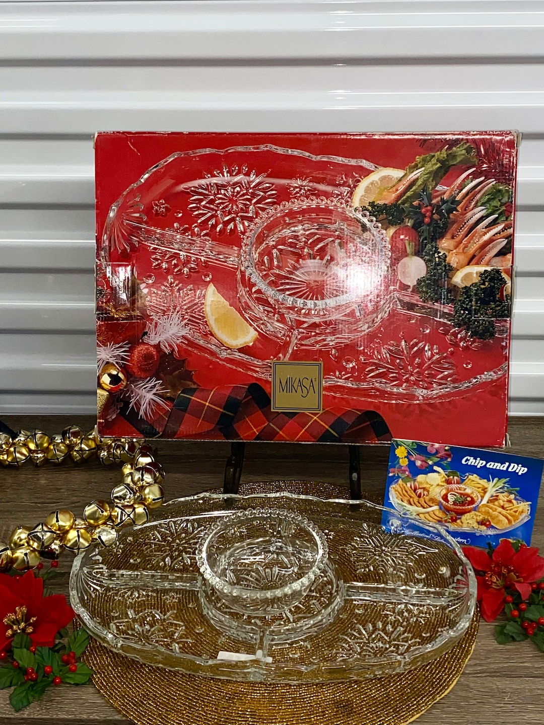 Vintage Mikasa Crystal Snowflake Platter/ Tray | Chip and Dip Set With ...