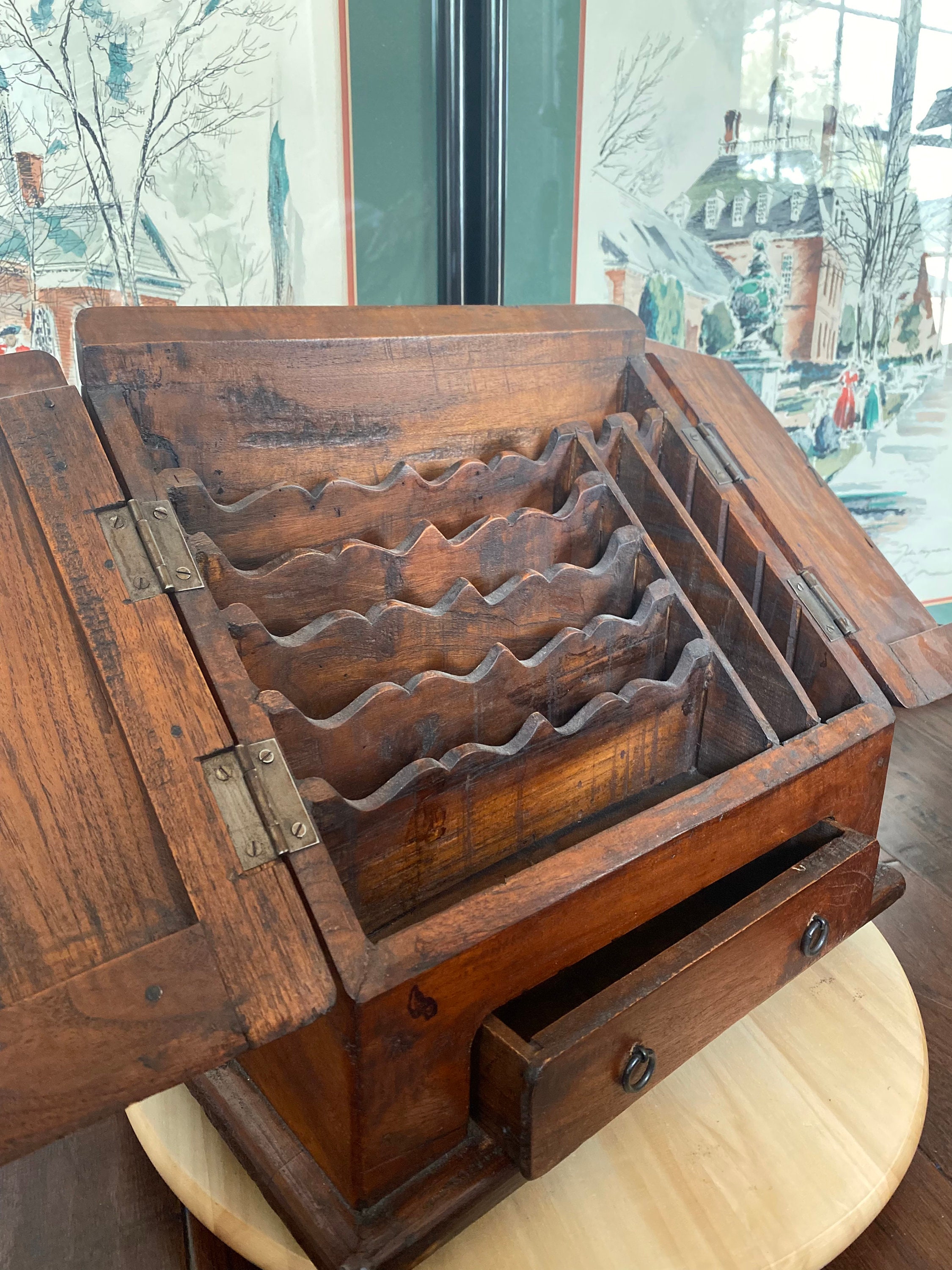 Antique Old English Wooden Secretary Stationery Document File Holder ...