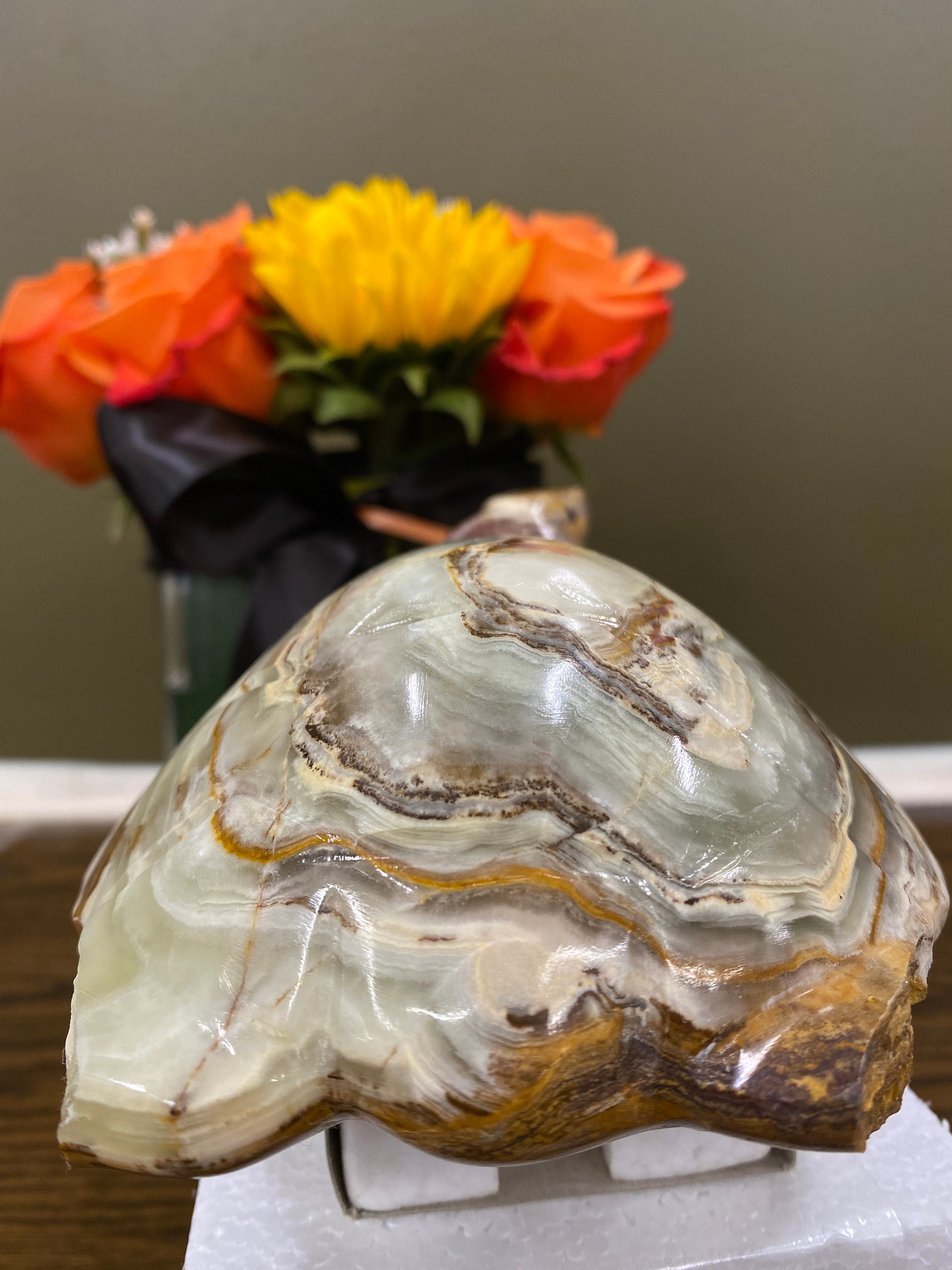 Large Pakistan Onyx Turtle Tortoise Banded Green Calcite Hand Carving ...