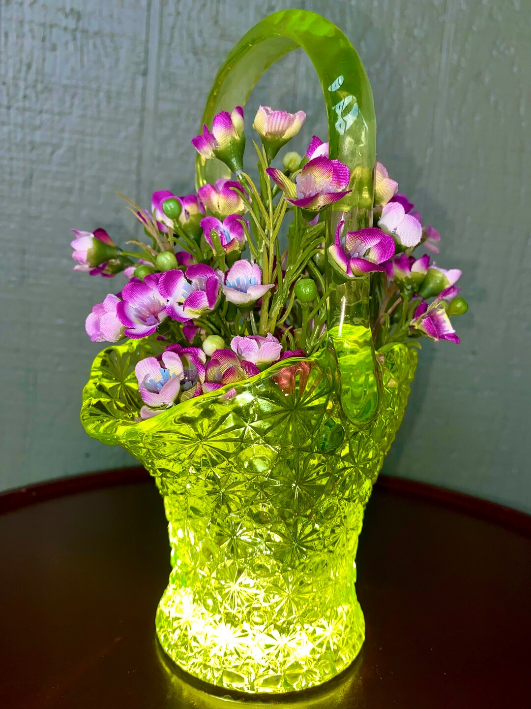 Antique Daisy & Button Canary Vaseline Uranium Glass Basket Circa 1890 ...