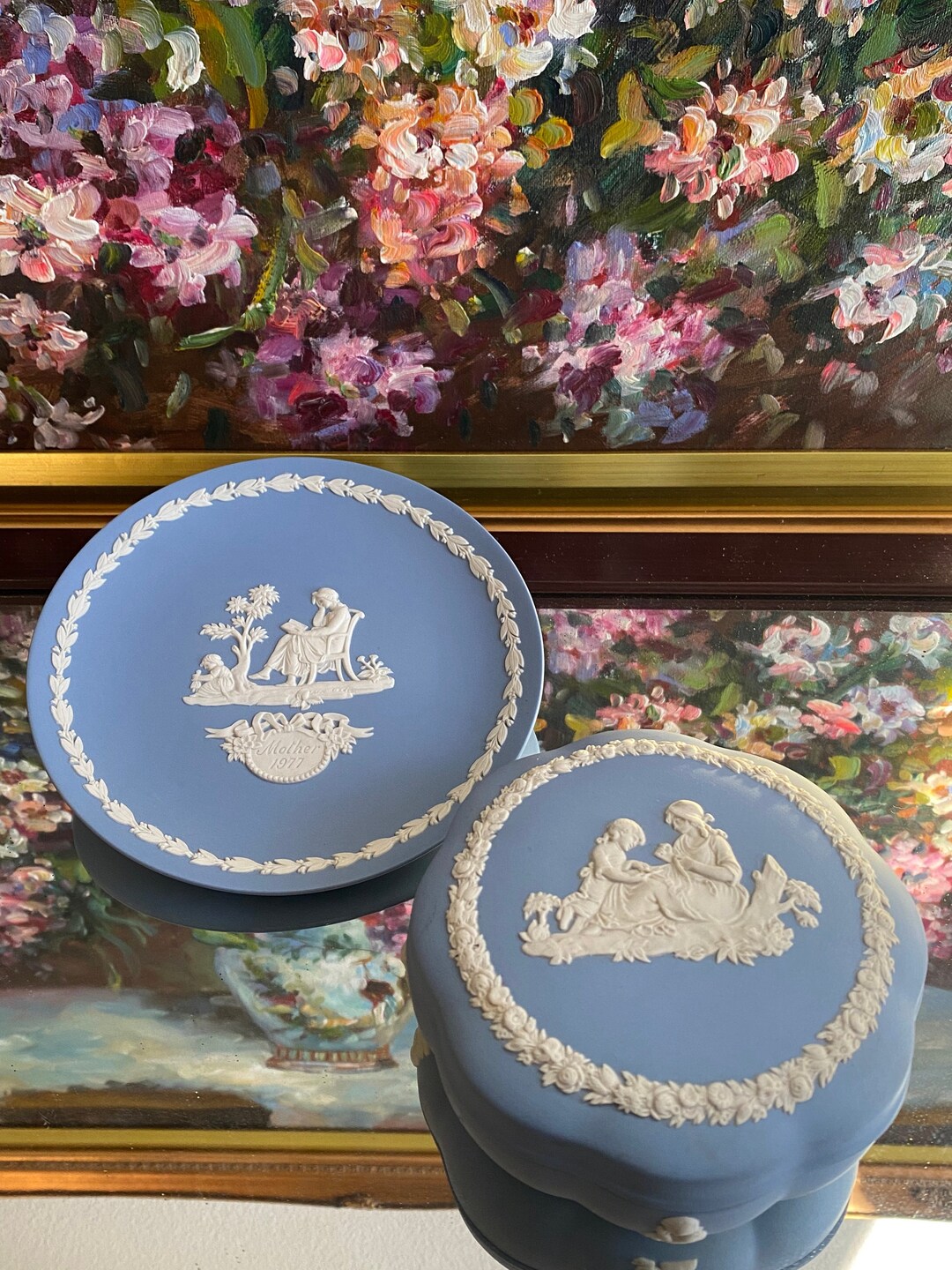Vintage Wedgwood English Jasperware Pale Powder Blue & Antique White ...