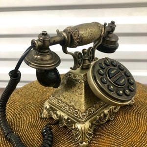 Art Nouveau Antique Style Push Button Phone, Midcentury Metal, Office ...