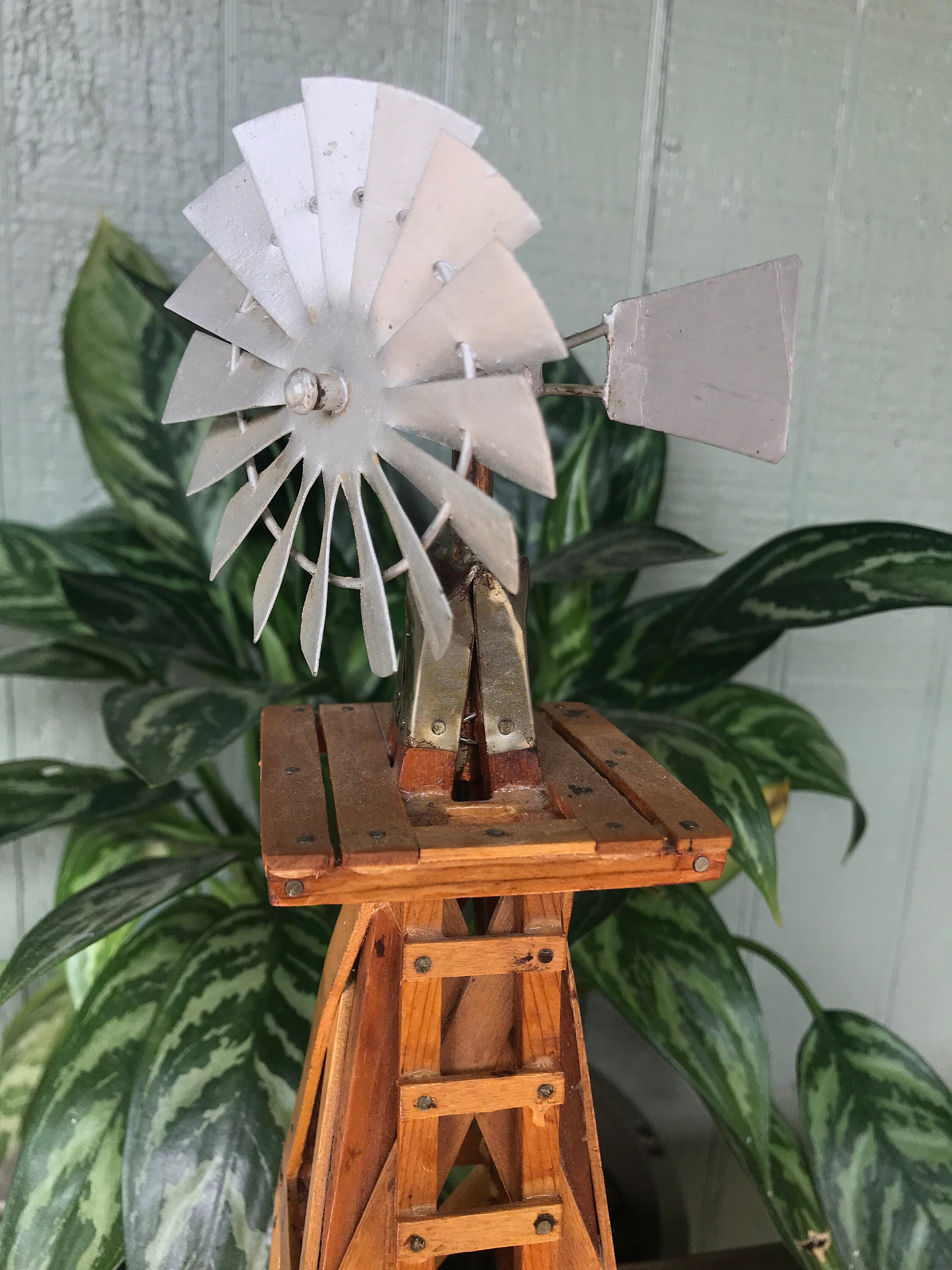 Vintage Stunning Rustic Wooden Windmill Oil Rig Farmhouse Garden Indoor ...
