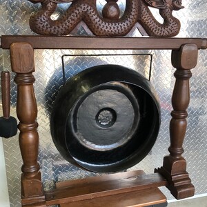 Vintage Balinese Traditional Gamelan Music Wood Prayer Gong Stand Alarm ...