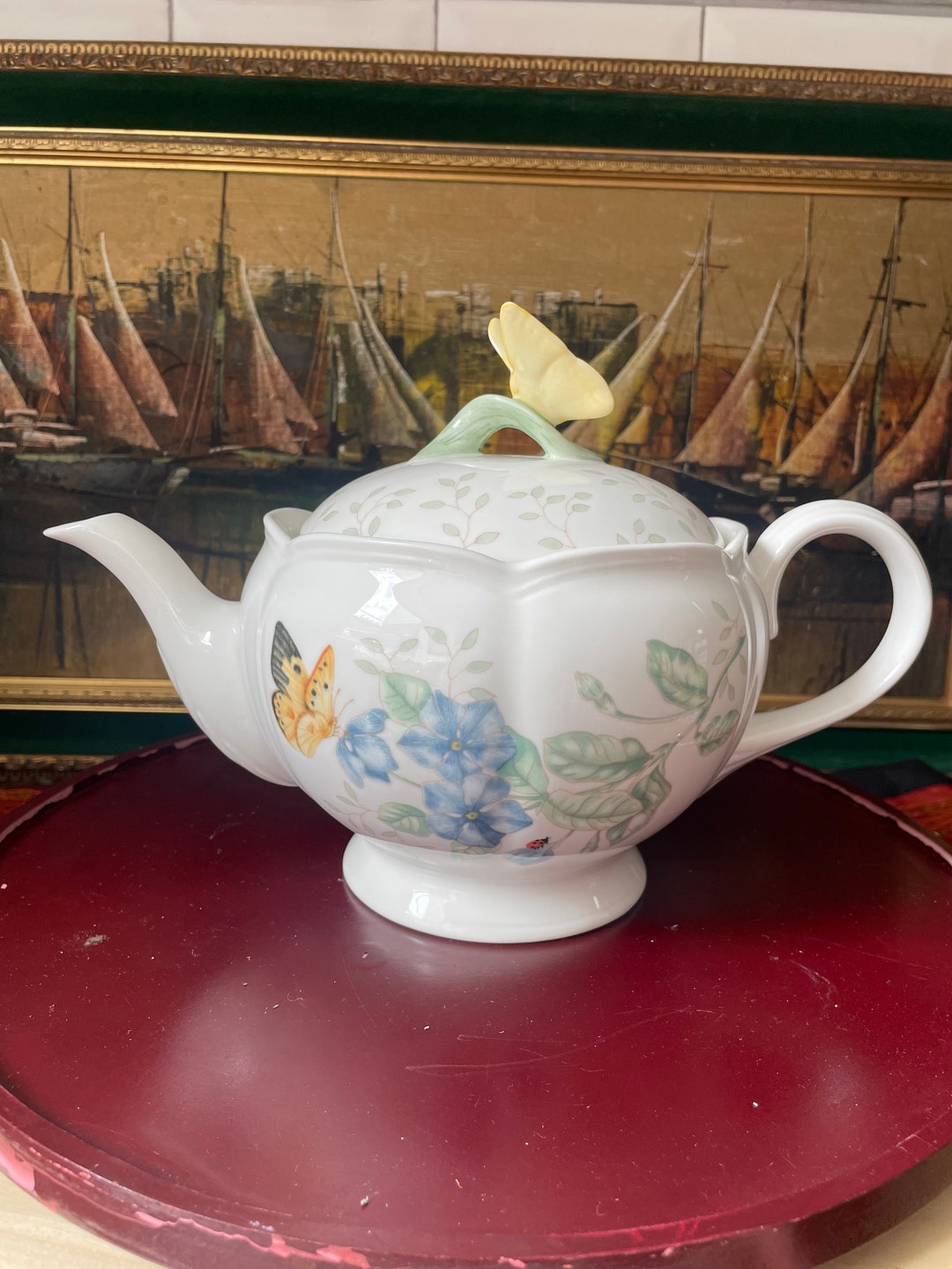 Vintage Lenox Butterfly Meadow China Porcelain Teapot With Lid - Etsy