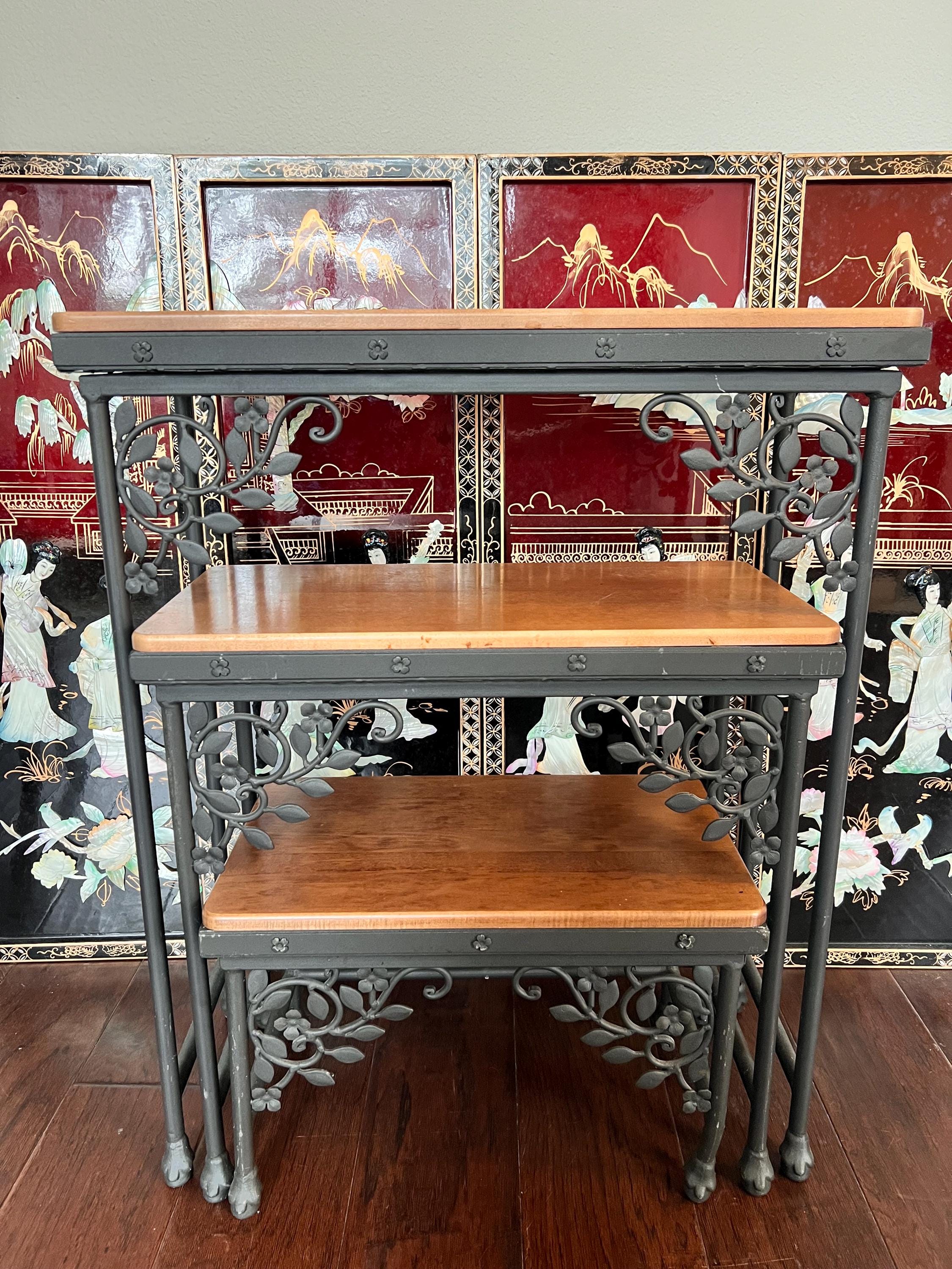 Vintage Longaberger Nesting Tables | Wrought Iron and Wood - Etsy