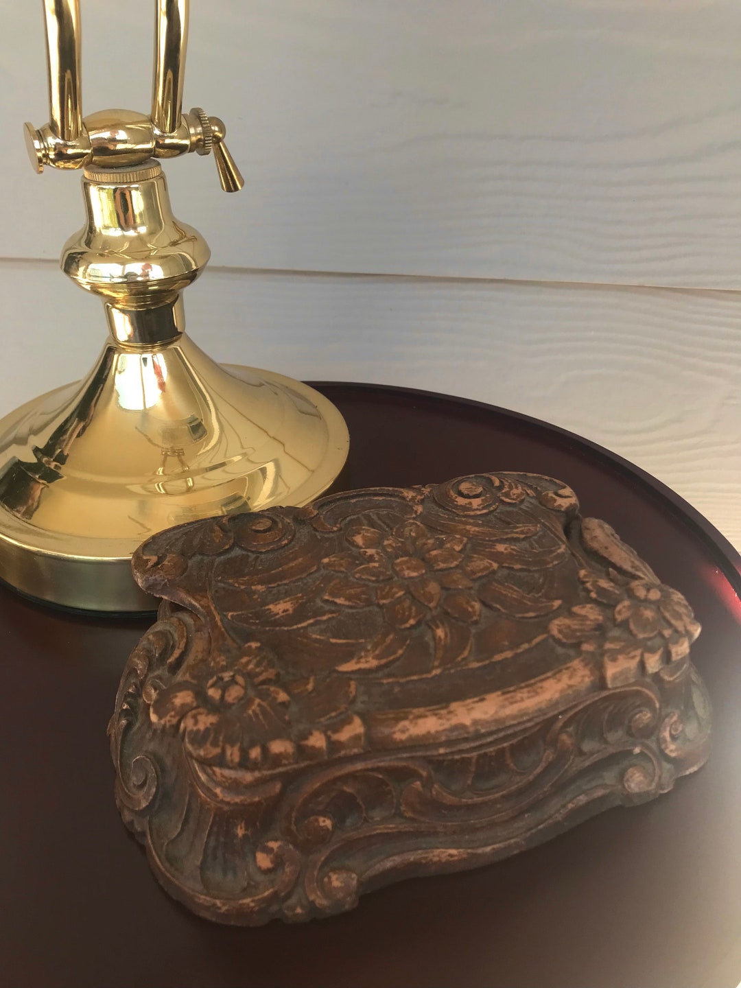 Vintage 1940s Ornate Syroco Carved Wood Box | Dresser Trinket Jewelry ...