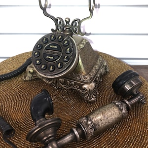 Art Nouveau Antique Style Push Button Phone, Midcentury Metal, Office ...