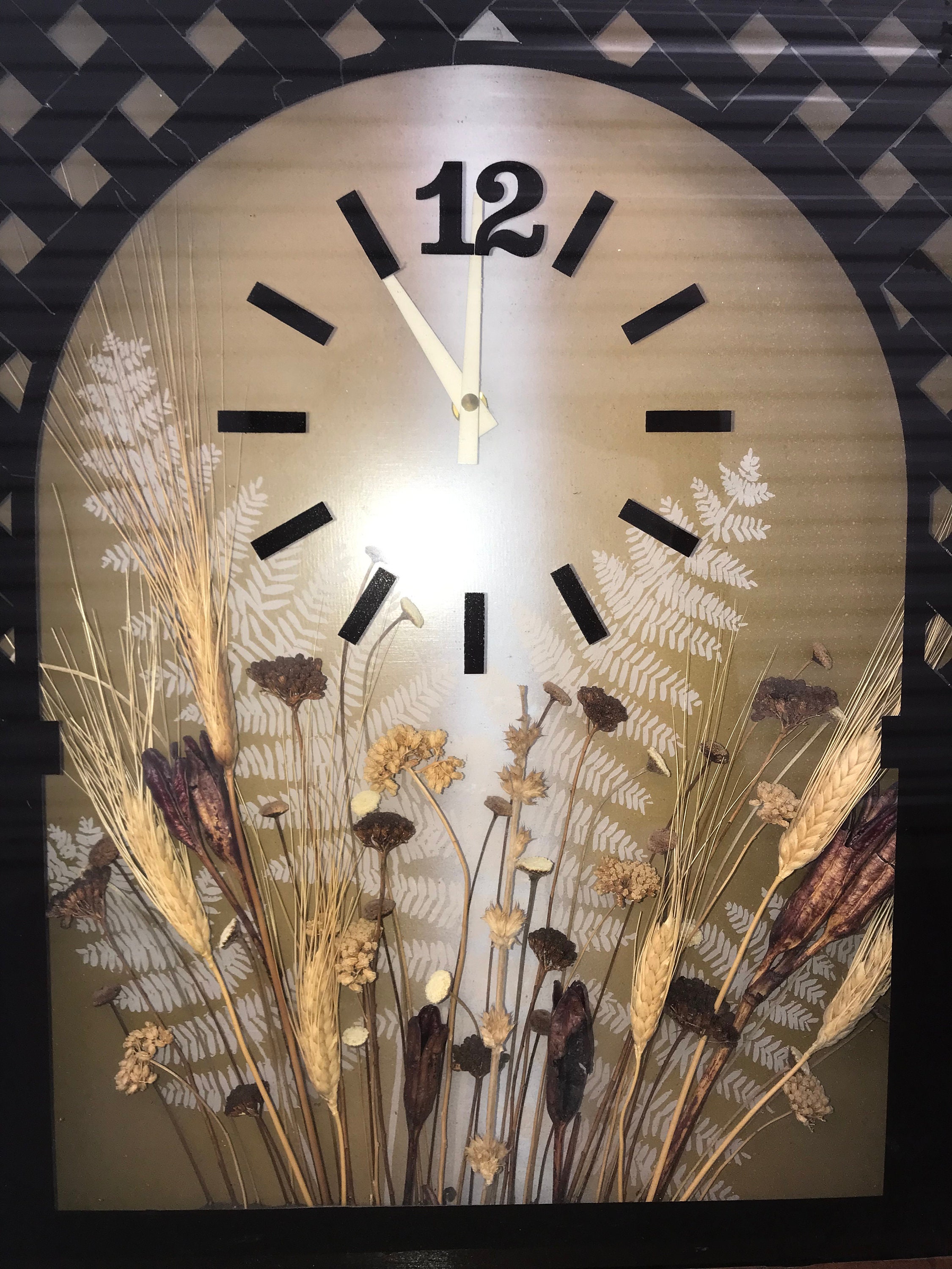 Vintage Shadow Box Clock With Dried Flowers Retro 60s 70s - Etsy