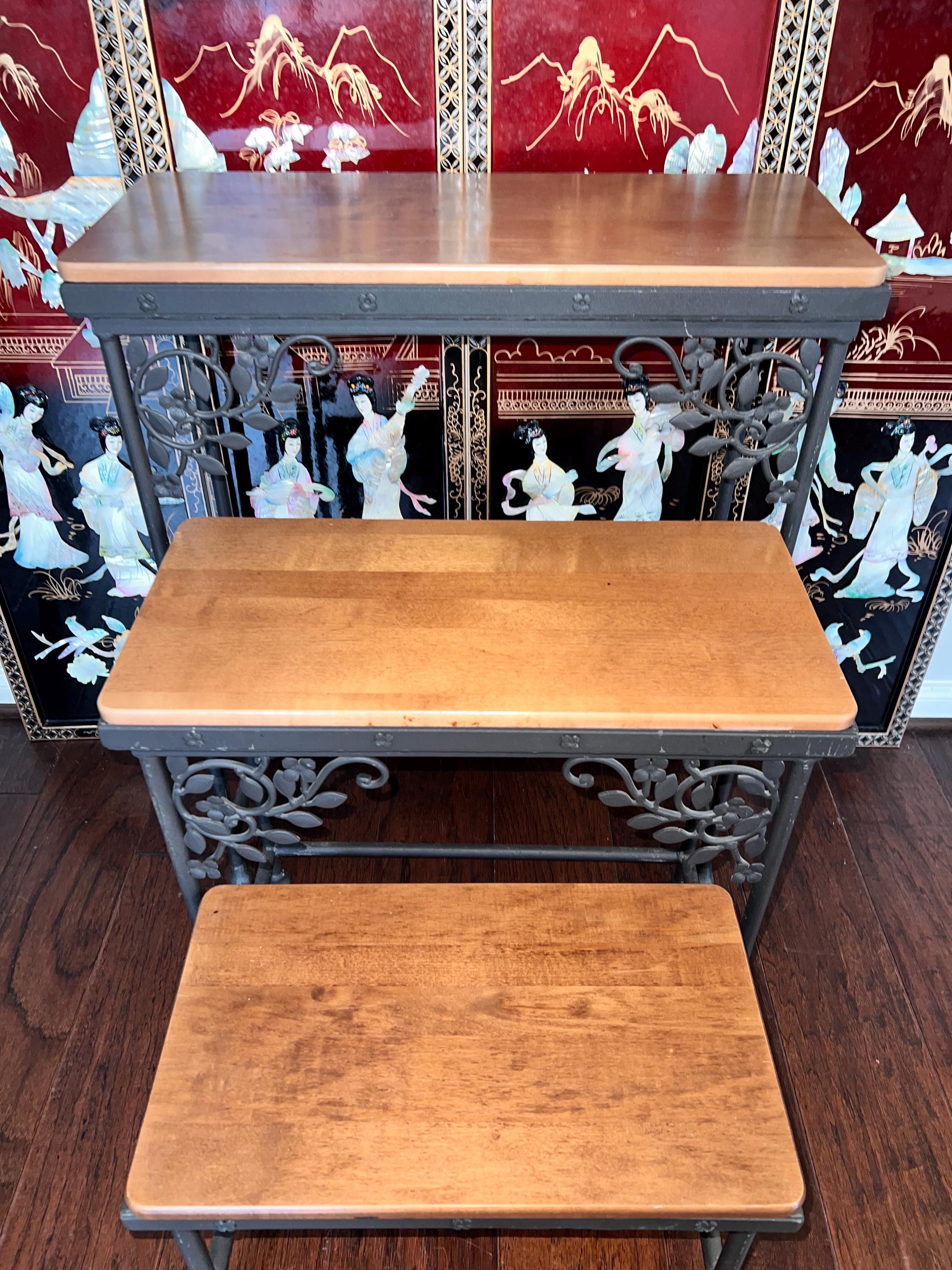 Vintage Longaberger Nesting Tables | Wrought Iron and Wood - Etsy