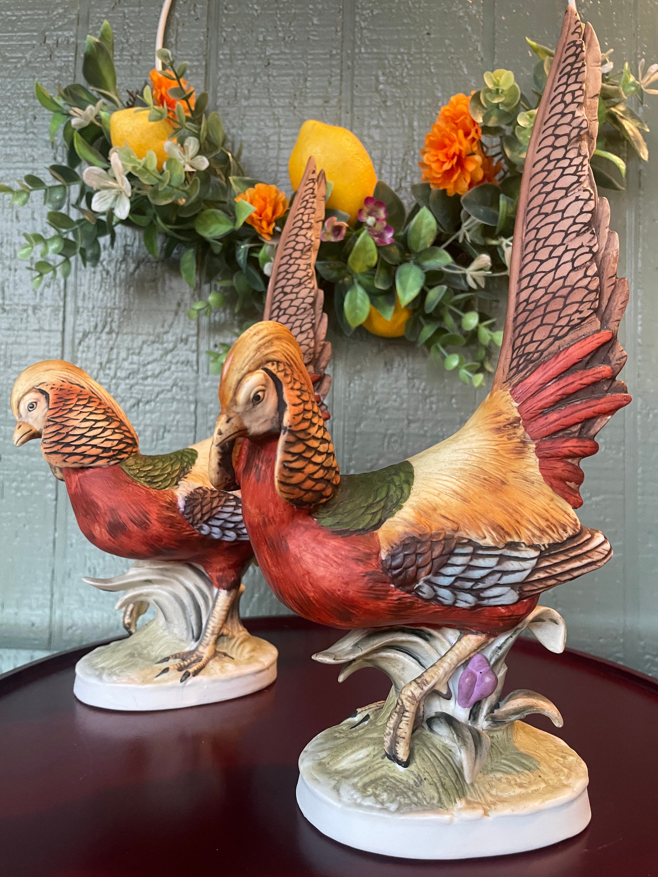 Vintage Pair of Lefton Golden Pheasants Colorful Fine China ...