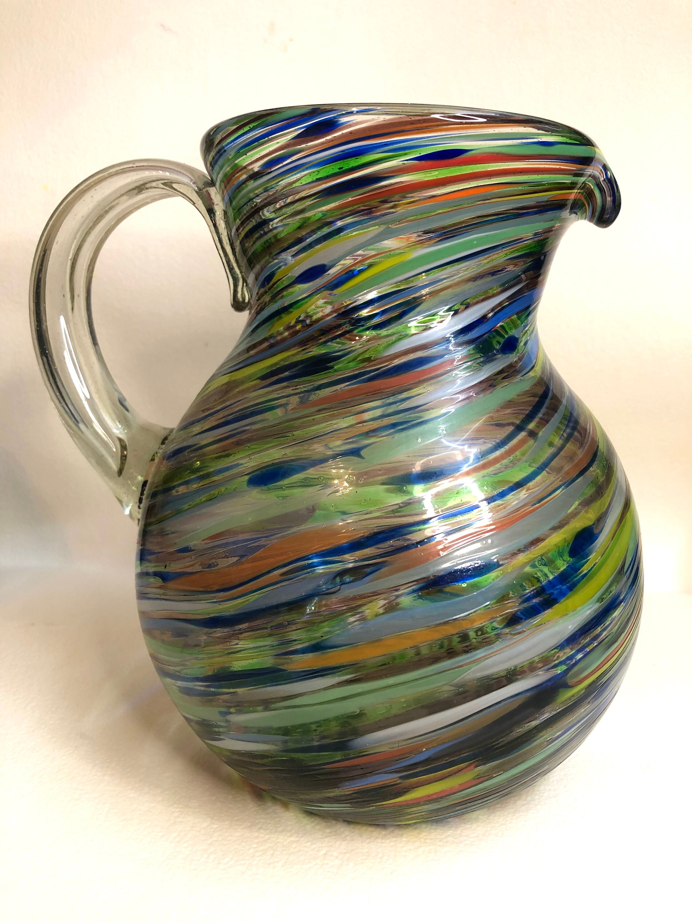 Twisted Confetti Pitcher Hand Blown Mexican Glassware - Etsy