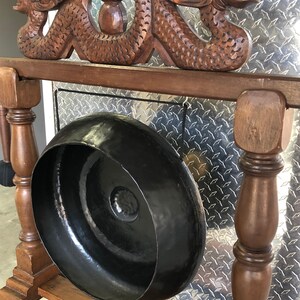 Vintage Balinese Traditional Gamelan Music Wood Prayer Gong Stand Alarm ...