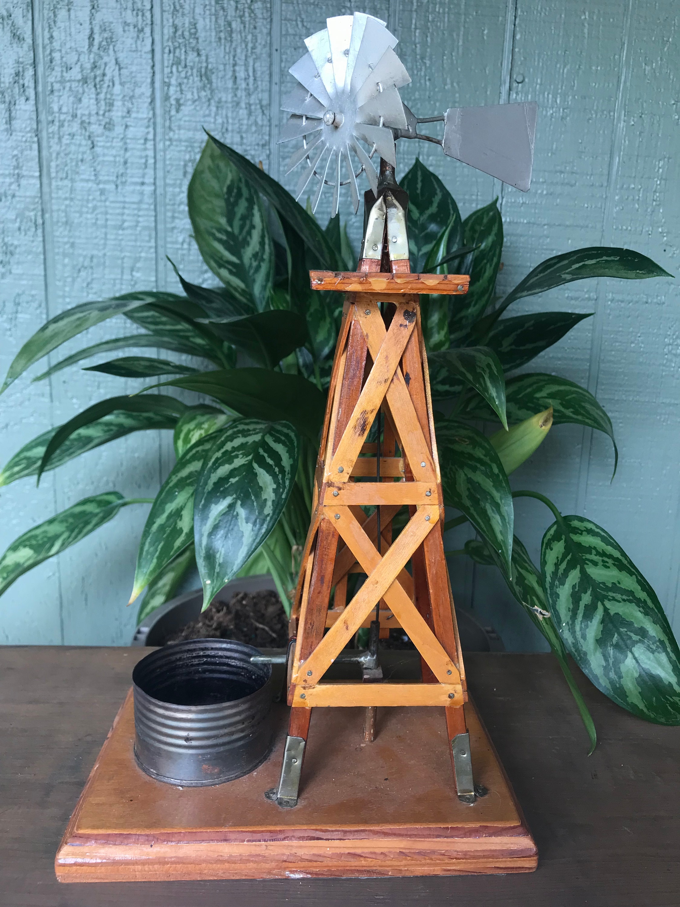 Vintage Stunning Rustic Wooden Windmill Oil Rig Farmhouse Garden Indoor ...