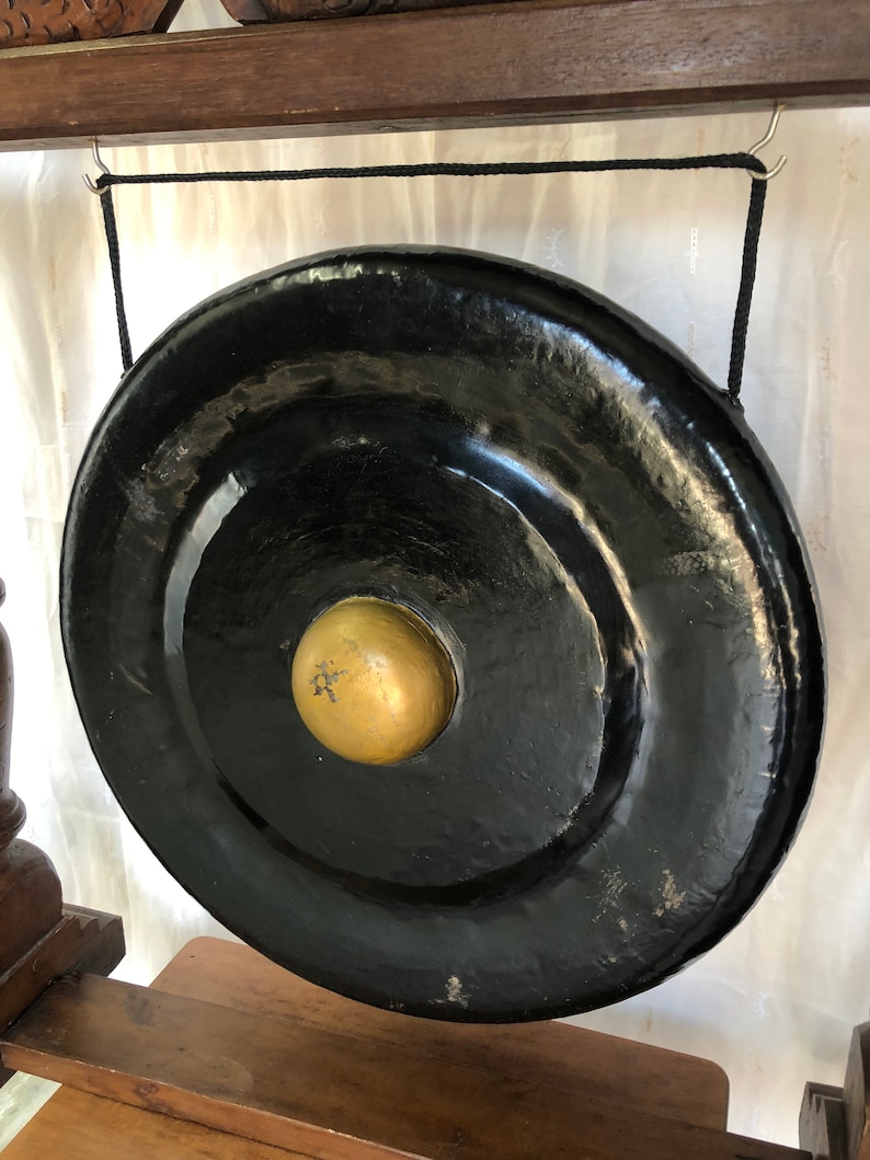 Vintage Balinese Traditional Gamelan Music Wood Prayer Gong Stand Alarm ...