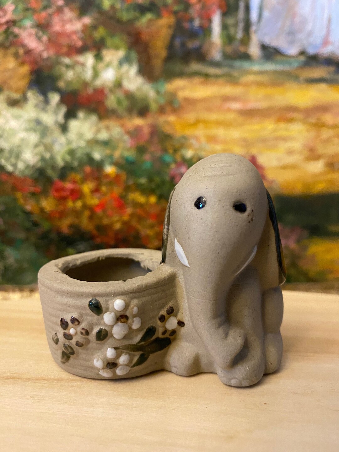Adorable Elephant Pottery Handmade Small Vase Pot With Floral Design - Etsy