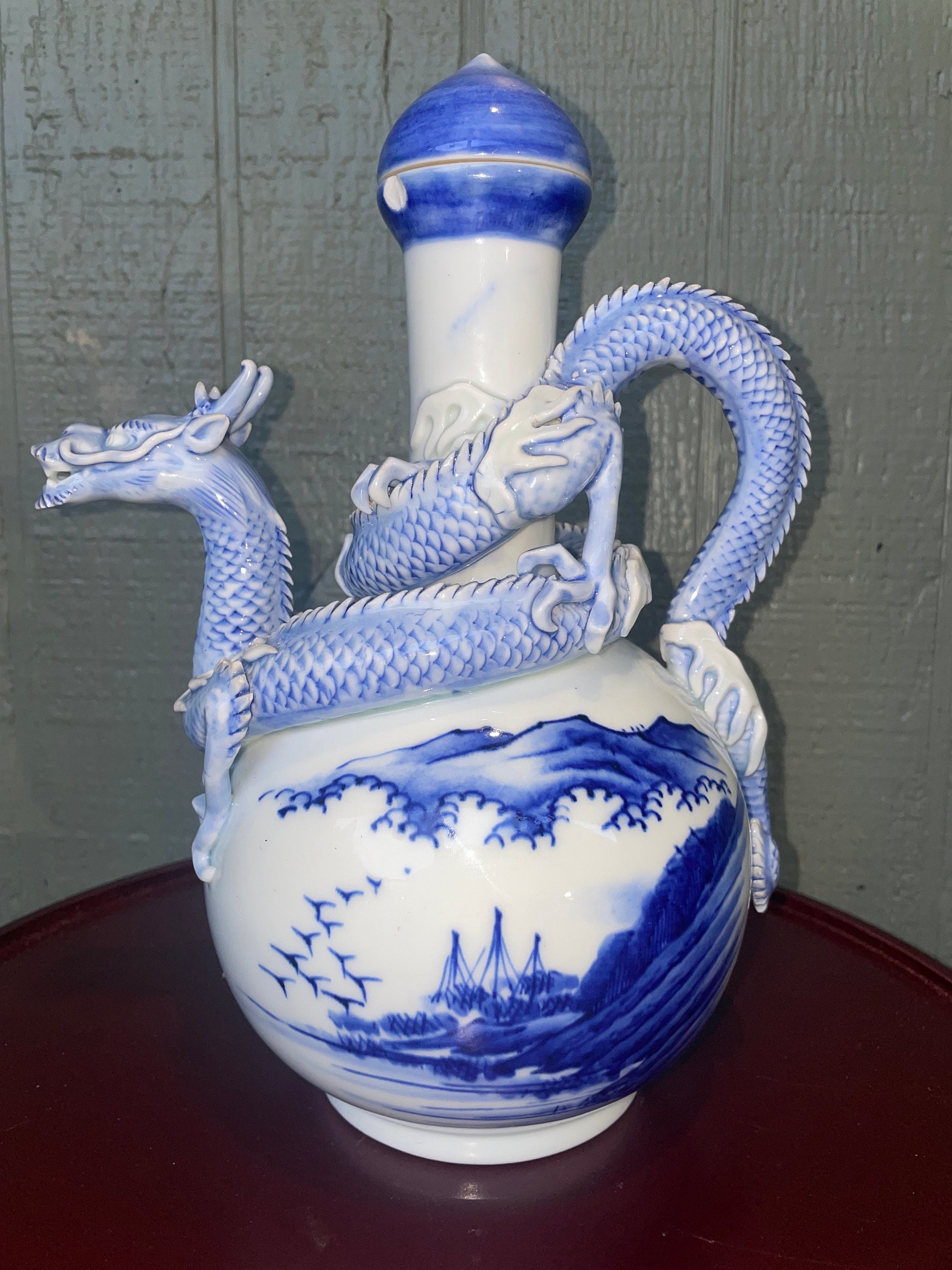 Antique 19th C Japanese Hirado Dragon Porcelain Ewer Mikawachi Ware ...