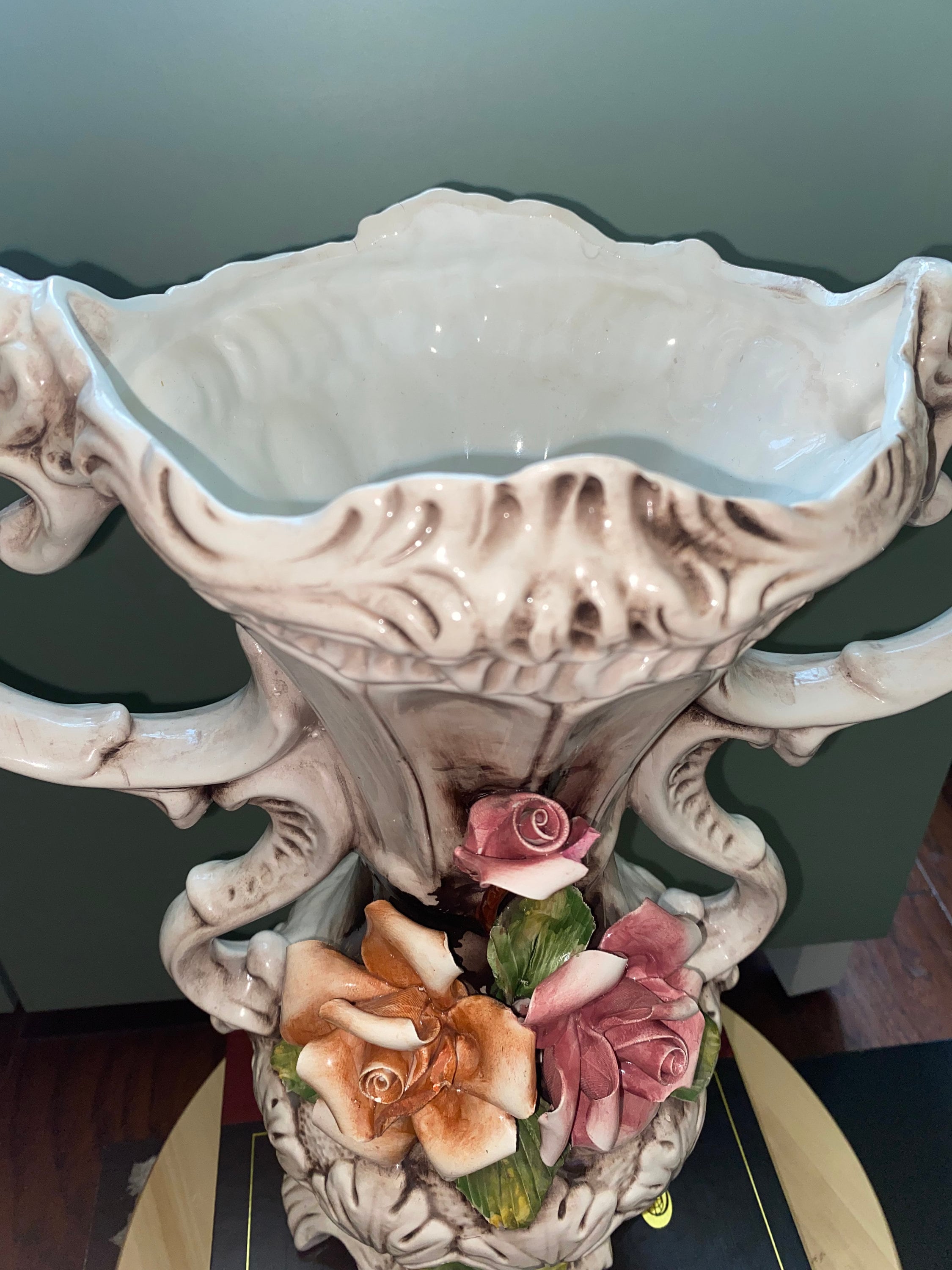 Vintage Capodimonte Large Floral Roses Double Handled Vase - Etsy
