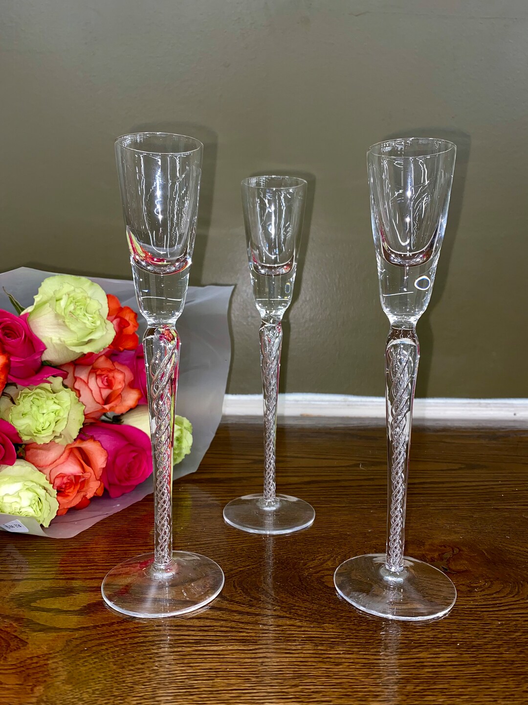 Vintage Mid Century Stuart Crystal “iona” Long Stem Cordials Air Twist ...