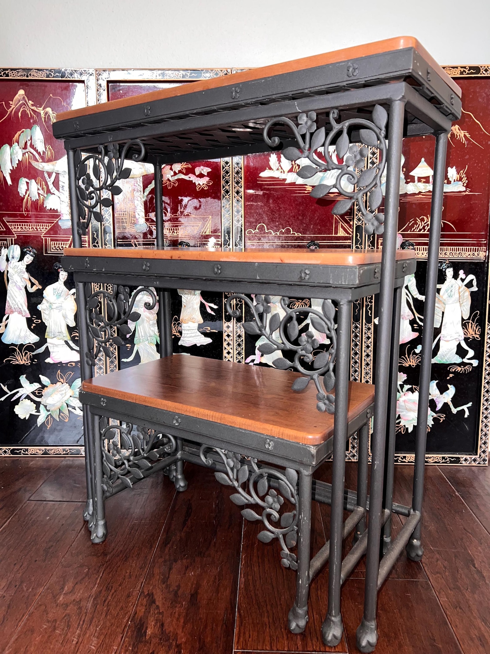 Vintage Longaberger Nesting Tables | Wrought Iron and Wood - Etsy
