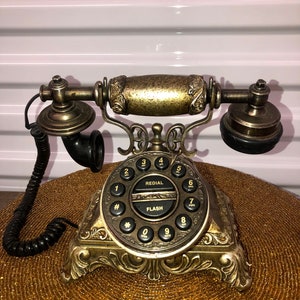 Art Nouveau Antique Style Push Button Phone, Midcentury Metal, Office ...