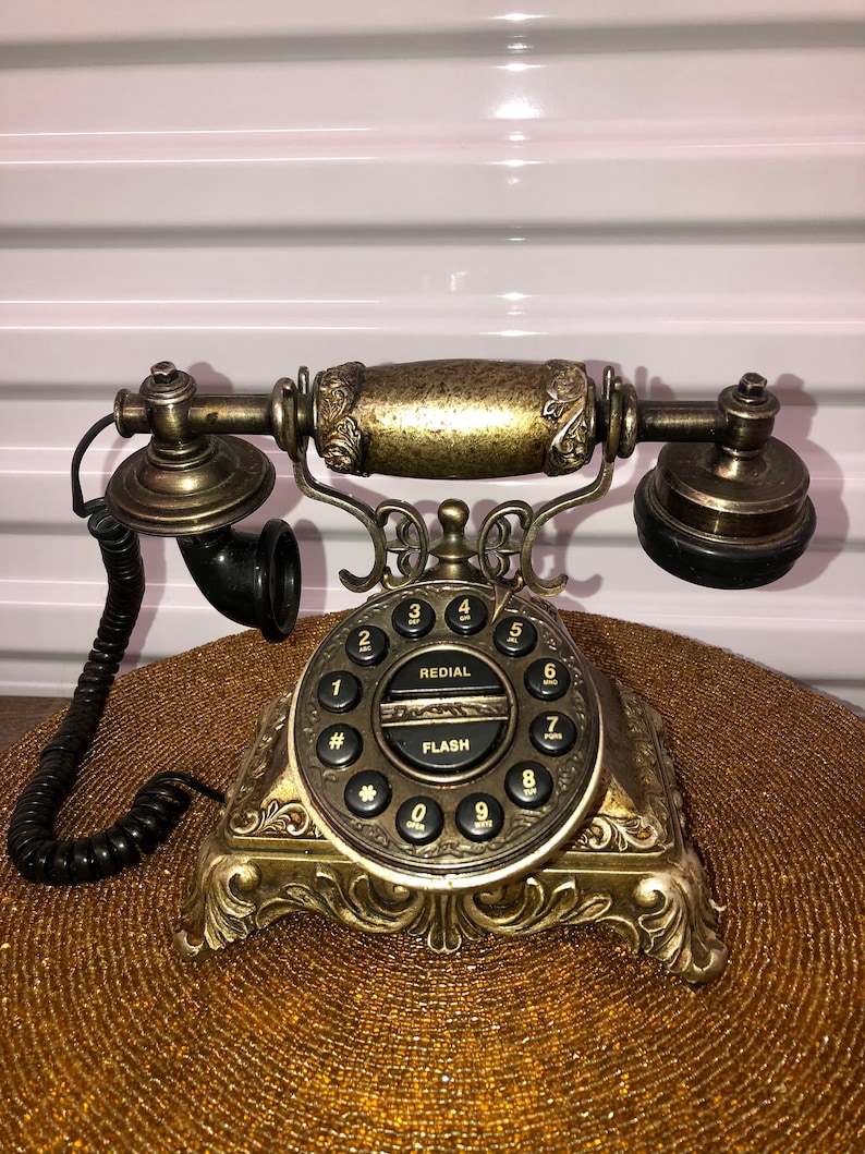 Art Nouveau Antique Style Push Button Phone, Midcentury Metal, Office ...