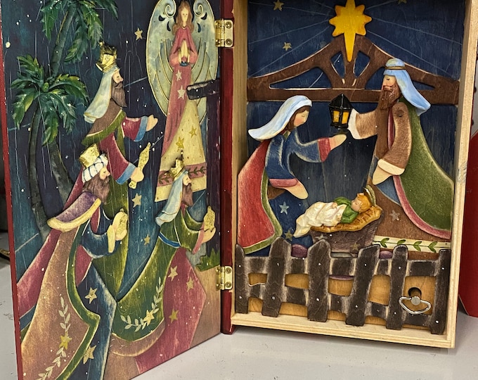 Vintage Animated Silent Night 3D Nativity Manger Musical Book by Mr ...
