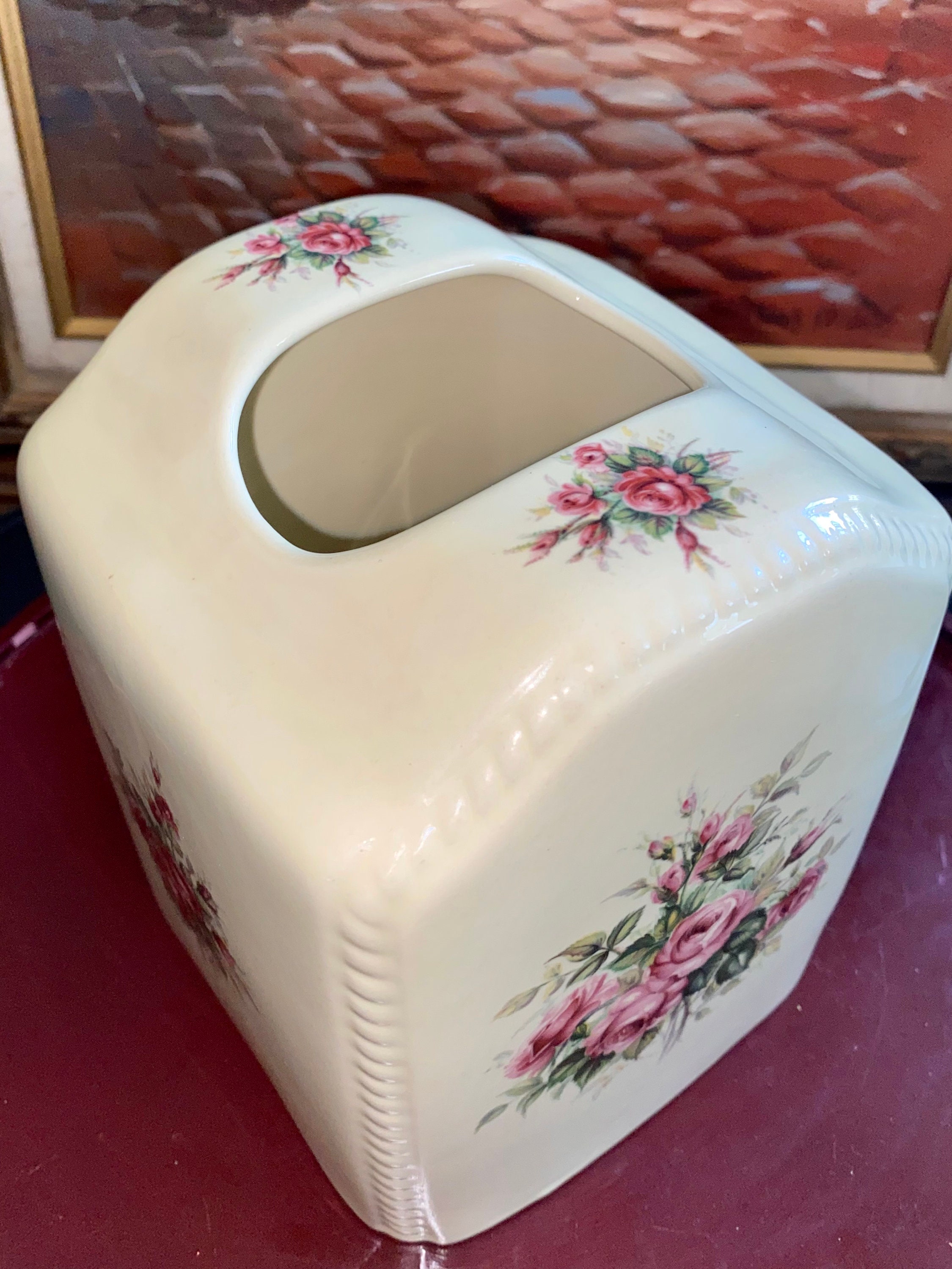 Vintage VB Athena California Pottery Victorian Rose Rhapsody Tissue Box ...