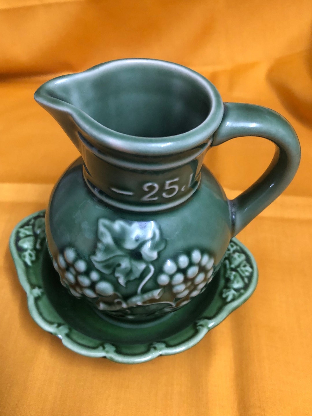 Vintage Lefton Cute Small Green Pitcher and Basin • Grapes Grapevine ...