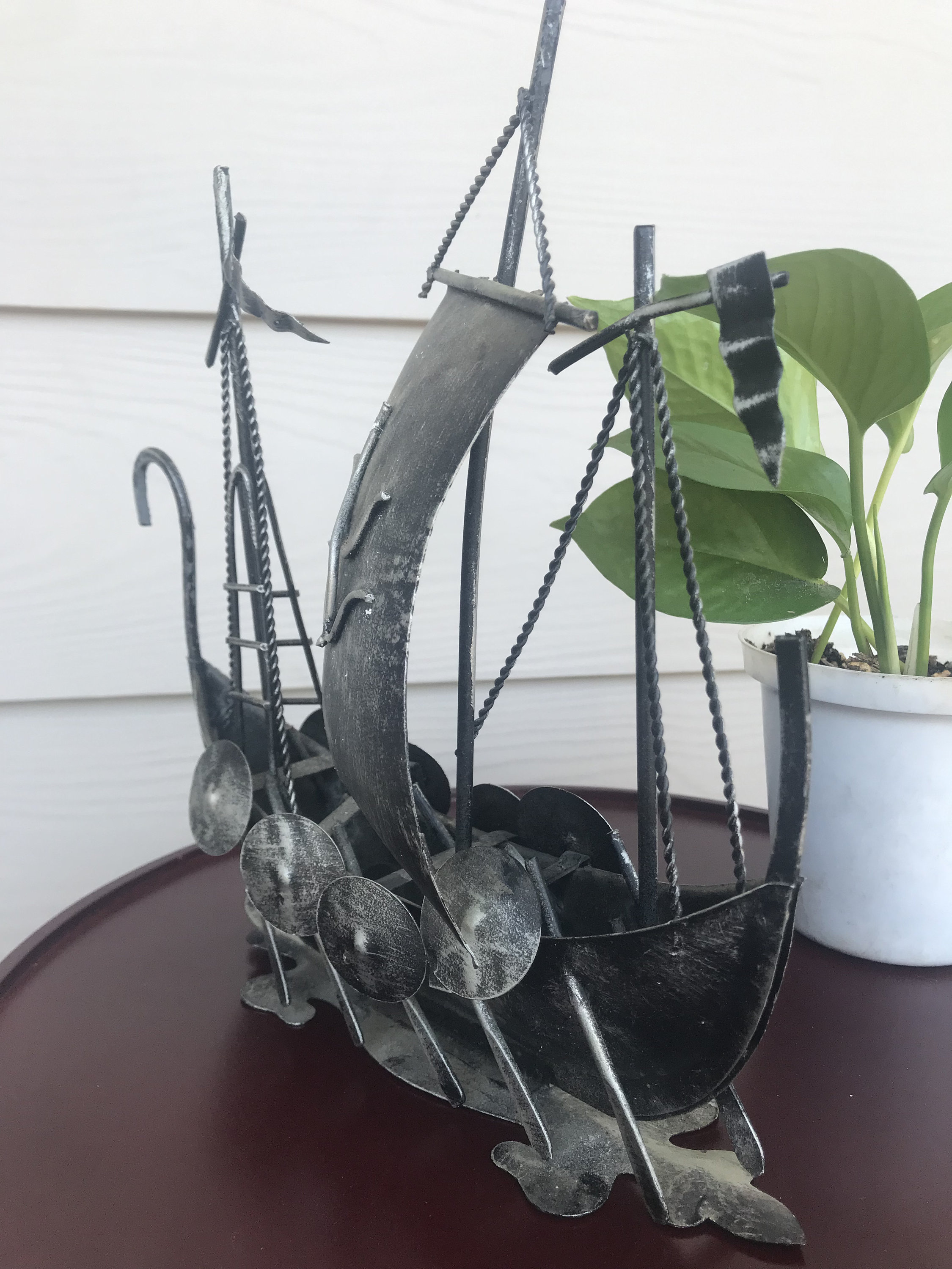 Vintage Mid-century Modern Viking Ship Stylish Metal Modernist Model ...