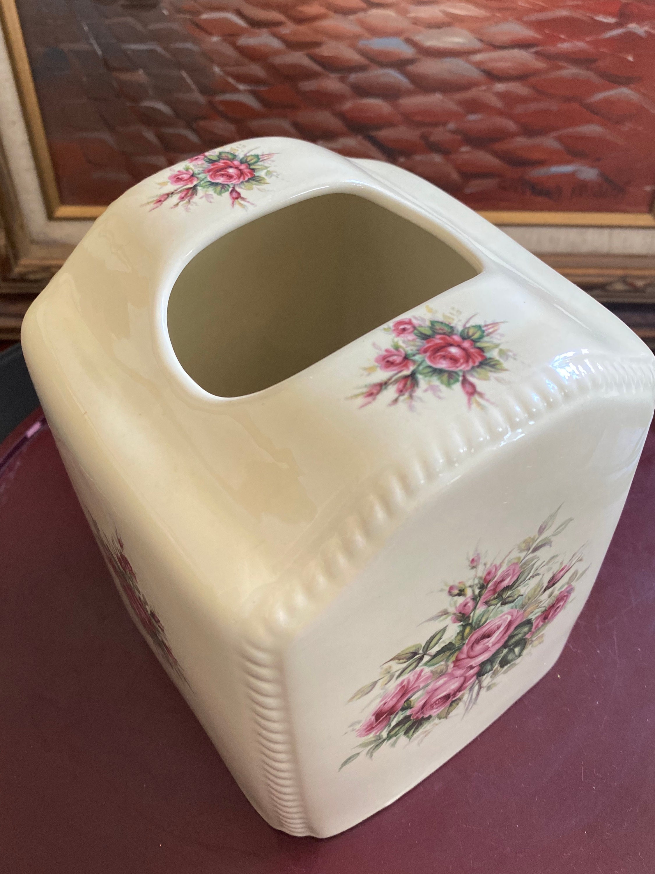 Vintage VB Athena California Pottery Victorian Rose Rhapsody Tissue Box ...