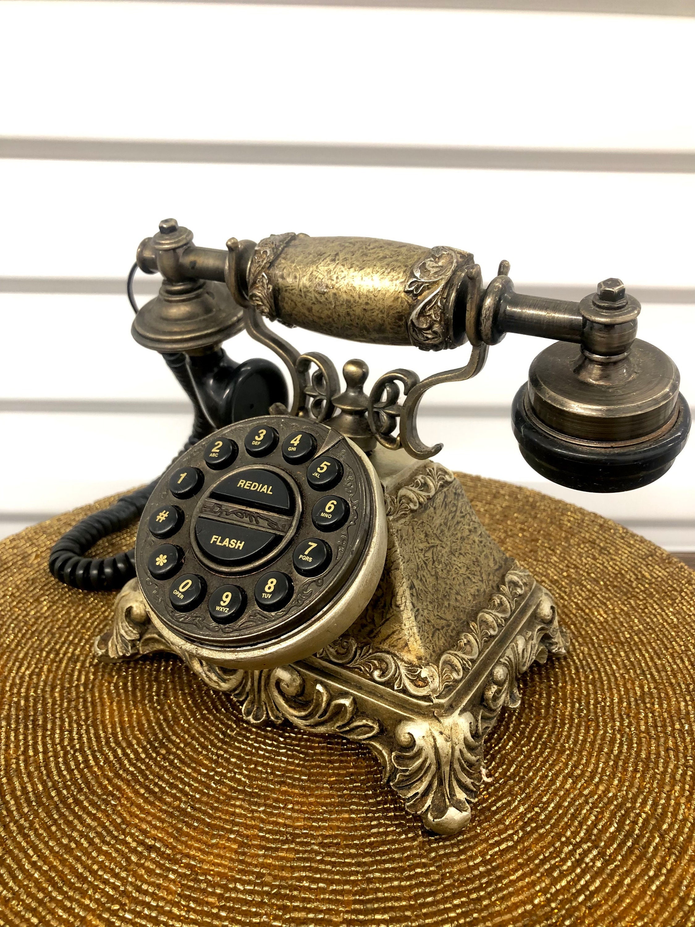 Art Nouveau Antique Style Push Button Phone, Midcentury Metal, Office ...