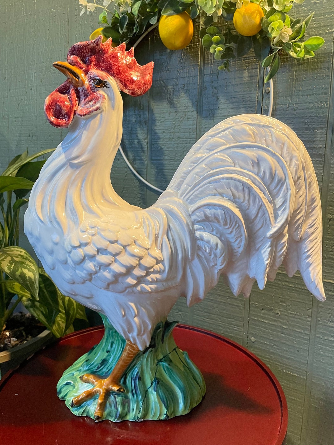 Large Vintage 16” Italian Campagna Intrada Colored Hand Painted Ceramic ...