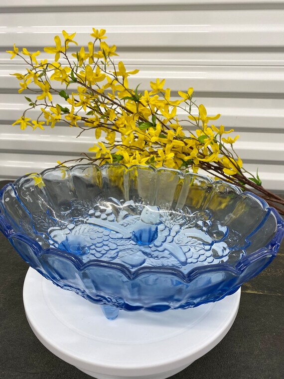 Antique Blue Indiana Glass Pressed Glass Fall Harvest Fruit - Etsy