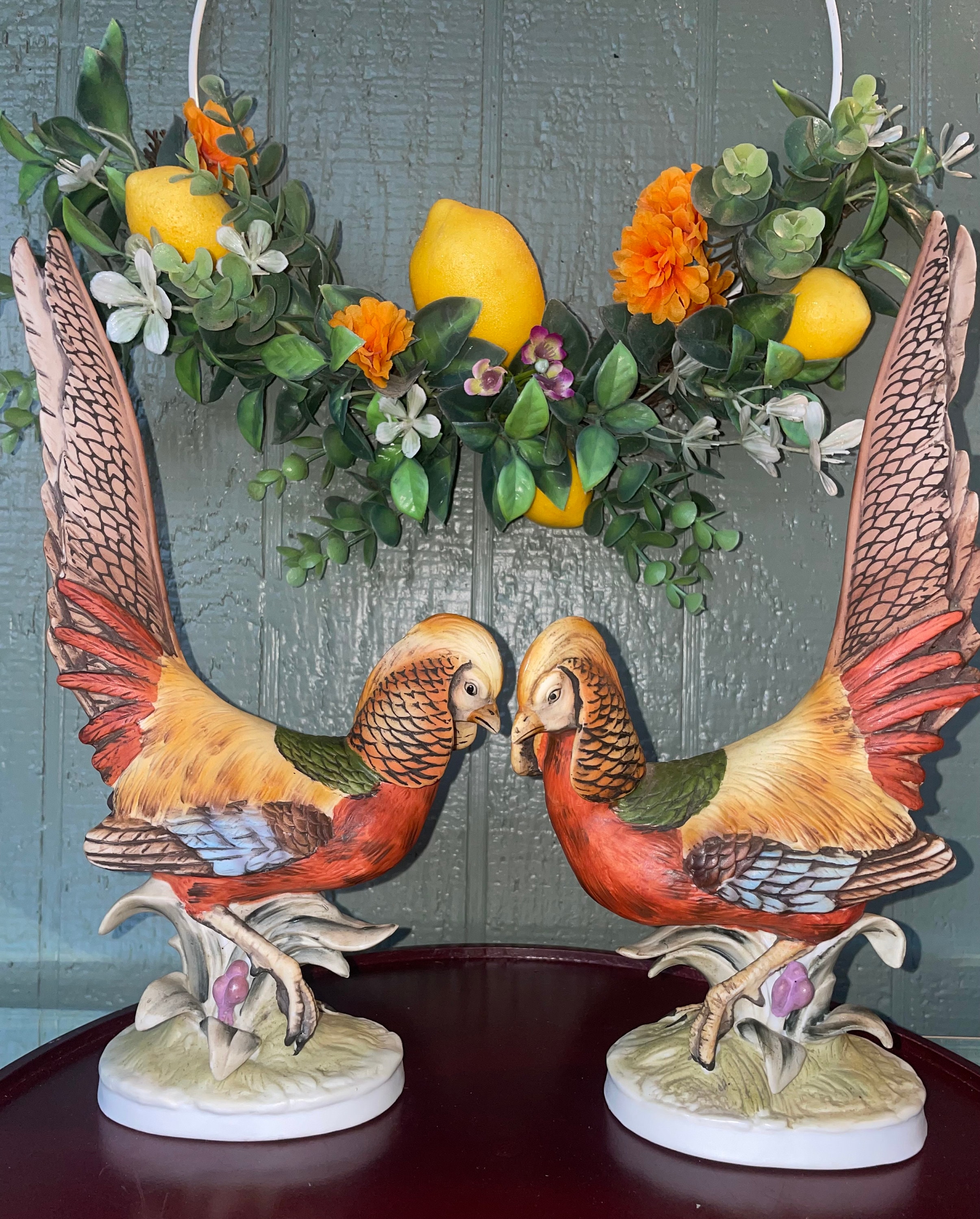 Vintage Pair of Lefton Golden Pheasants Colorful Fine China ...