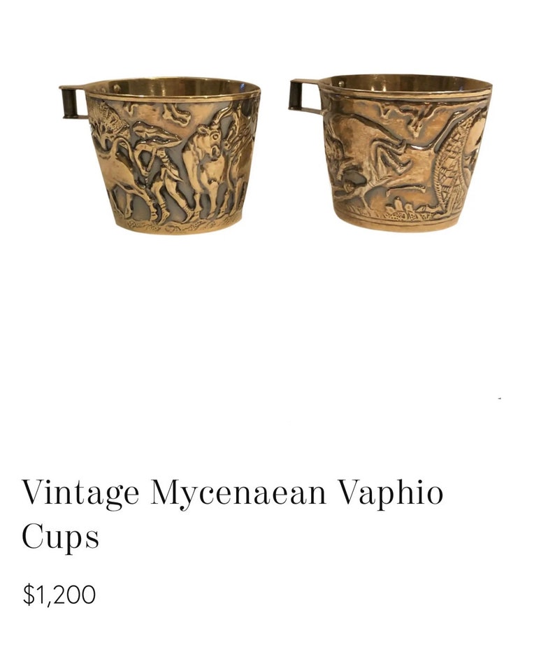Vintage Vapheio Gold Color Cups Creto-mycenaean Period - Bull Stag ...