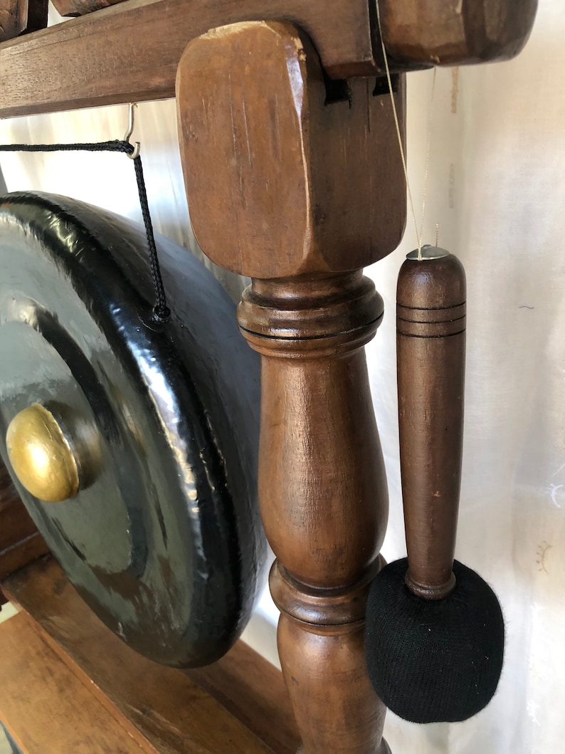 Vintage Balinese Traditional Gamelan Music Wood Prayer Gong Stand Alarm ...