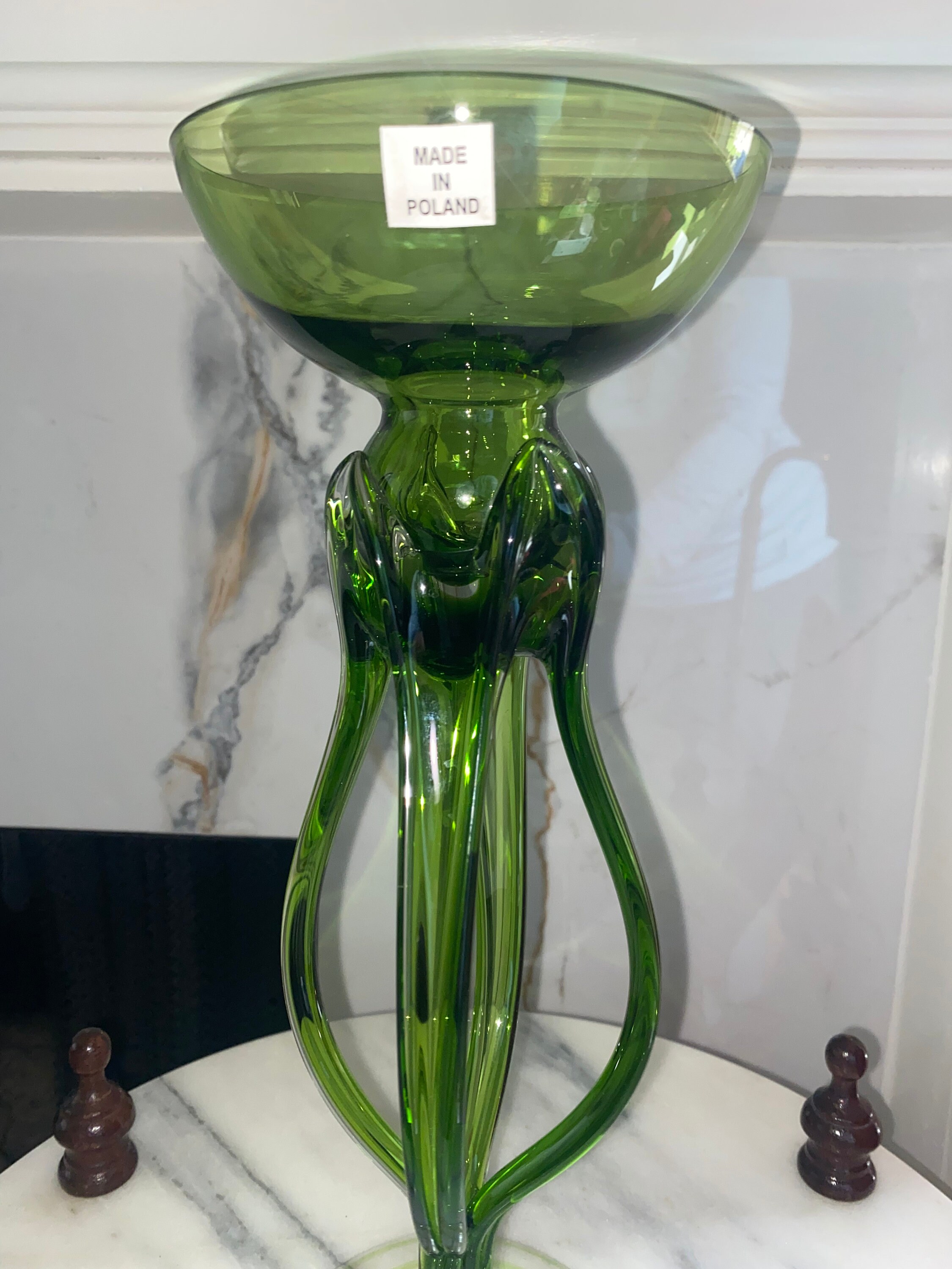 Vintage Jozefina Krosno Poland Jellyfish Blown Art Deco Glass Pedestal ...