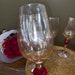 Vintage Pier 1 Amber Luster Glass Goblets With Gold Trim and Red ...