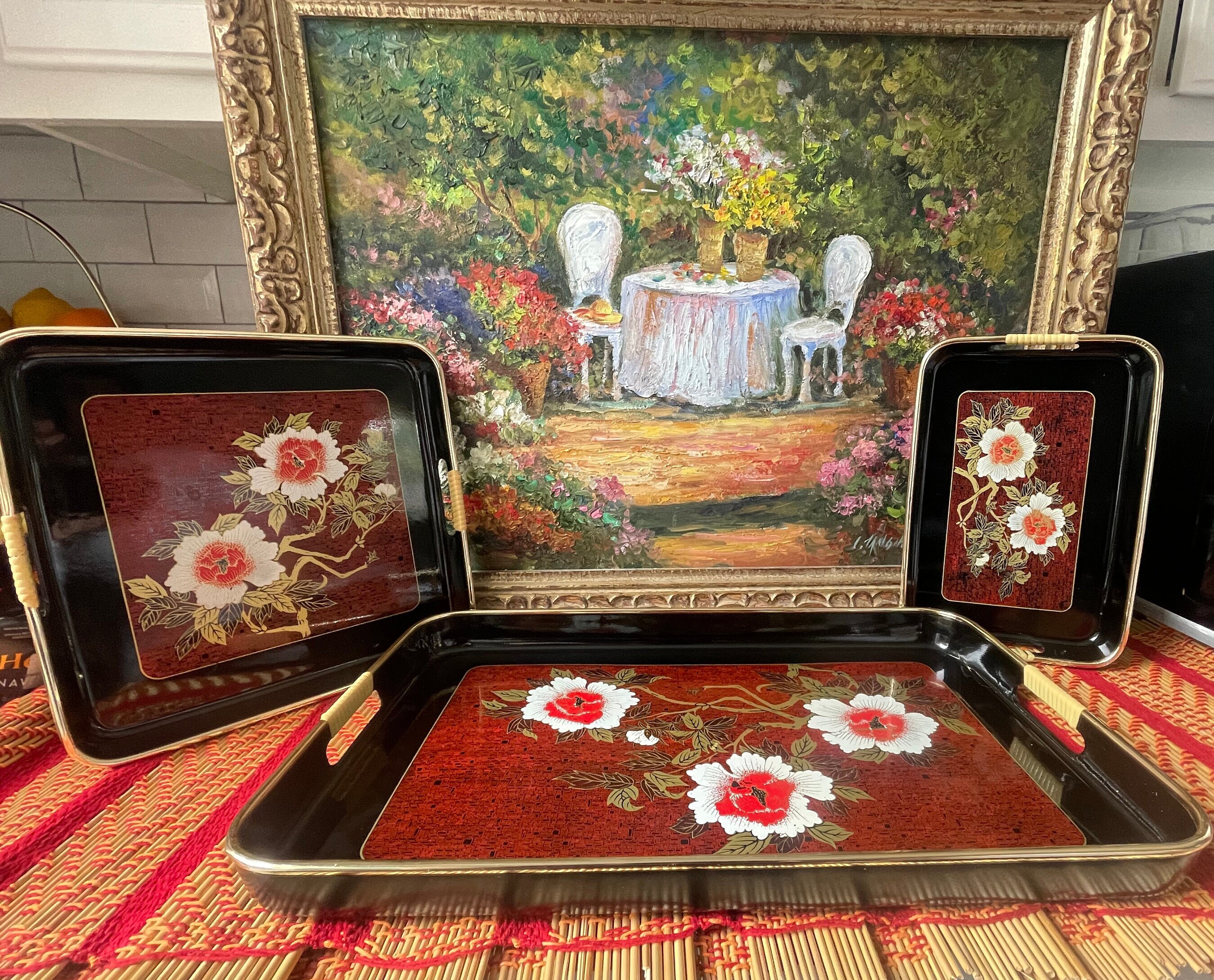 Vintage Mid Century Modern Toyo Japanese Lacquered Black Nesting Trays ...