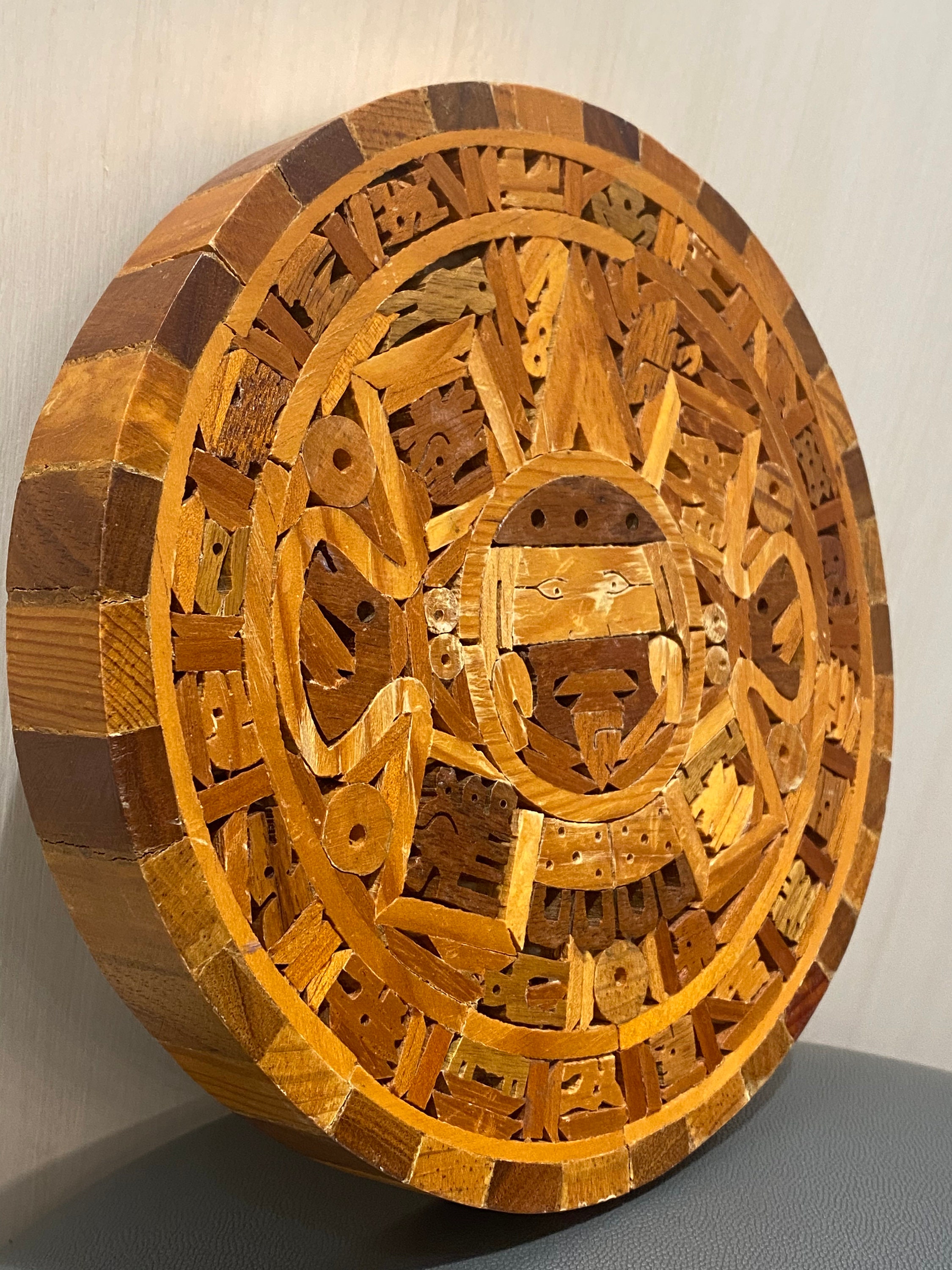 Handmade Wood Inlay Aztec Mayan Zodiac Calendar Wall Plaque - Etsy