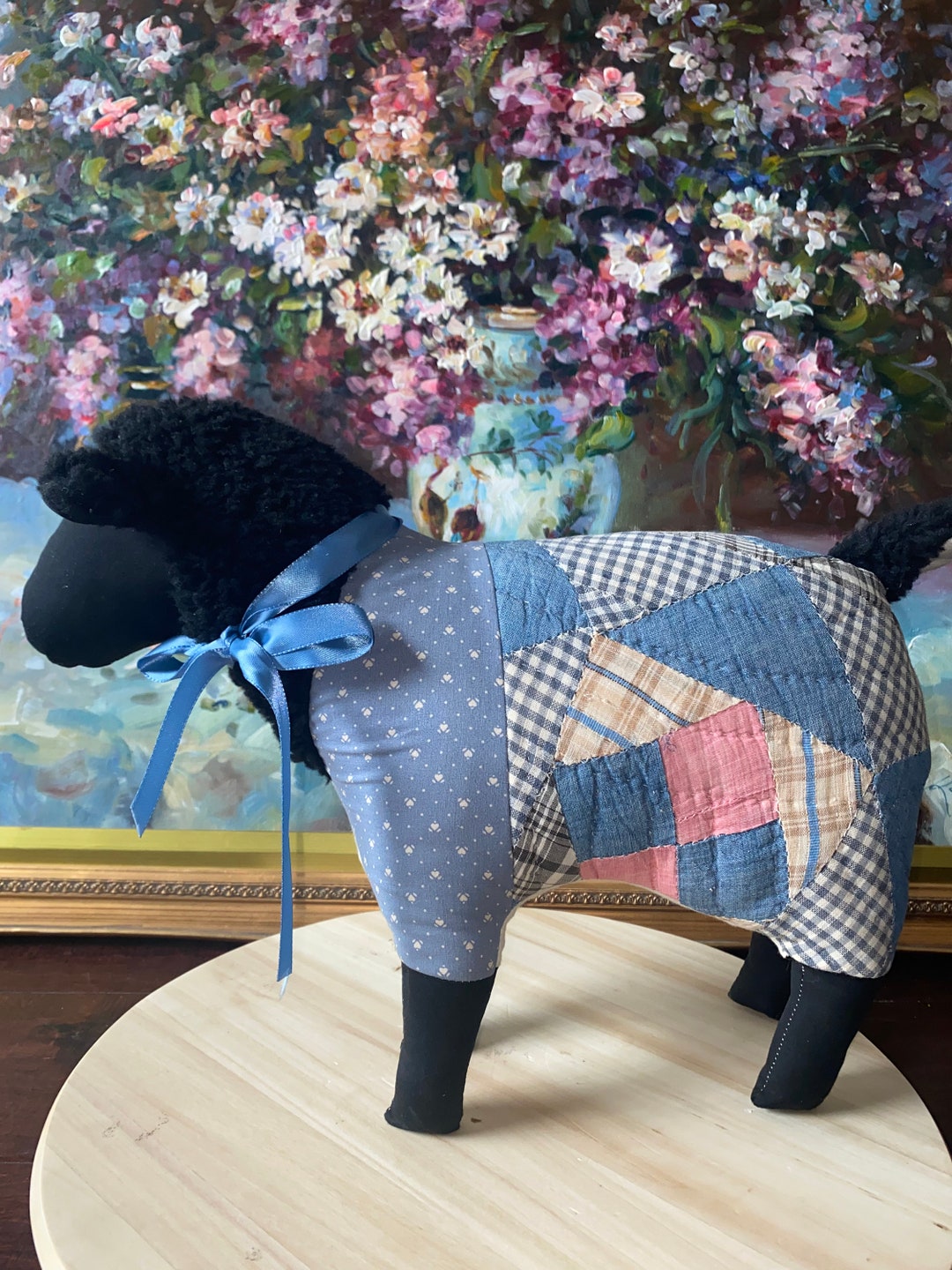 Vintage Handcrafted Patchwork, Wool Quilted Lamb Stuffed Animal - Etsy